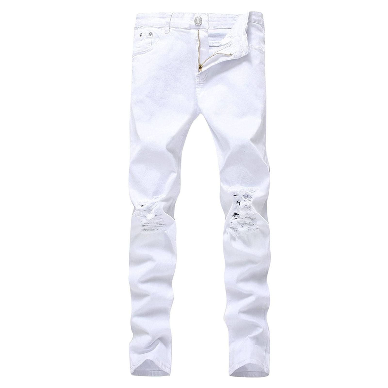 Defitshape Men's Denim Pant Ripped Jeans Button Destroyed Curvy Long ...