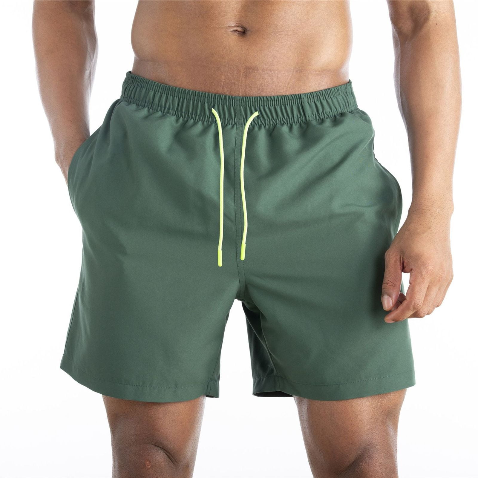 Defitshape Men's Drawstring Shorts Pocket Swim Trunks Beach Mid Thigh ...