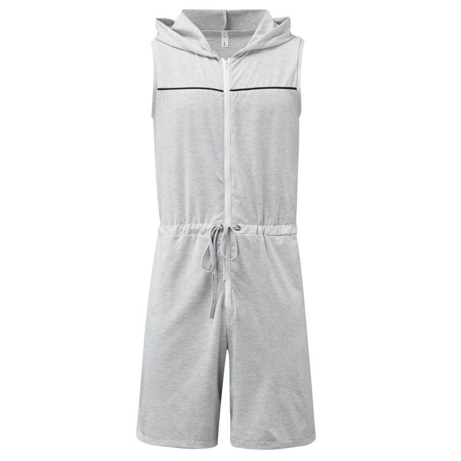 Defitshape Men's Sleeveless Romper Zip Up Rompers & Jumpers 1 Piece ...