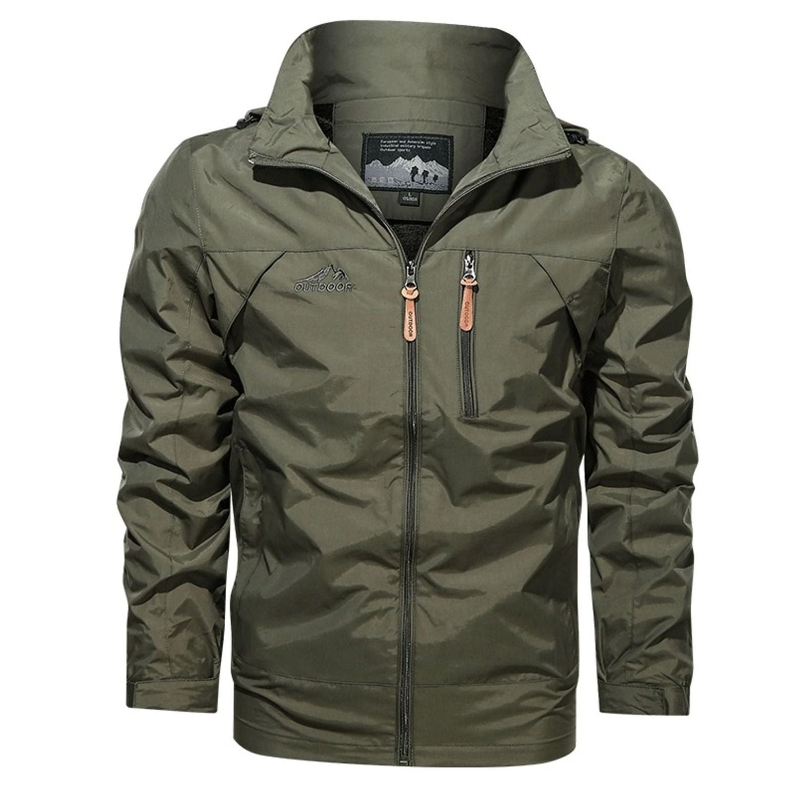 Defitshape Men's Waterproof Hooded Rain Jacket Lightweight Outdoor Full ...