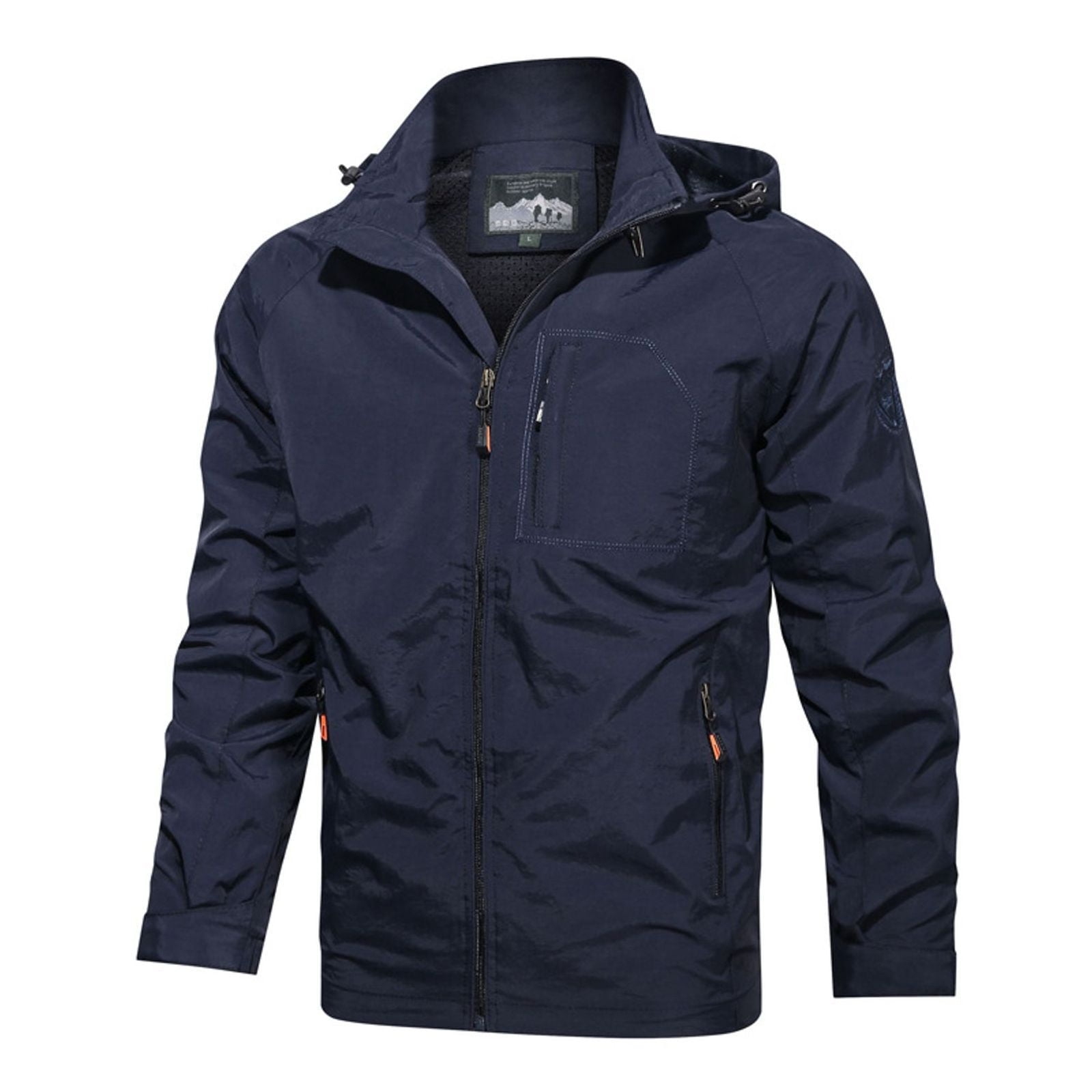 Defitshape Men's Windbreaker Raincoat Hooded Jackets & Coats Full Zip ...