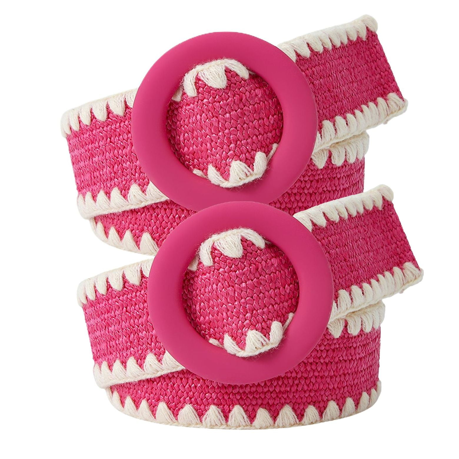 Defitshape Women's 2 Pack Raffia Belts Rattan Woven Braided Buckle Belt ...