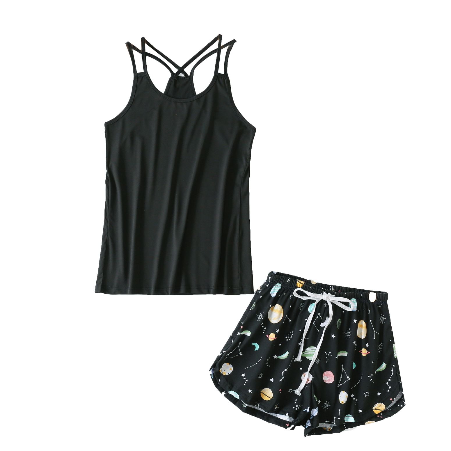 Defitshape Women's 2 Piece Cami Pajama Set Shorts Summer Spring Short ...