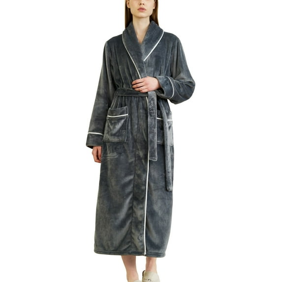 Defitshape Women's 2025 Long Bath Robe Ankle Fleece Bathrobe Chunky ...