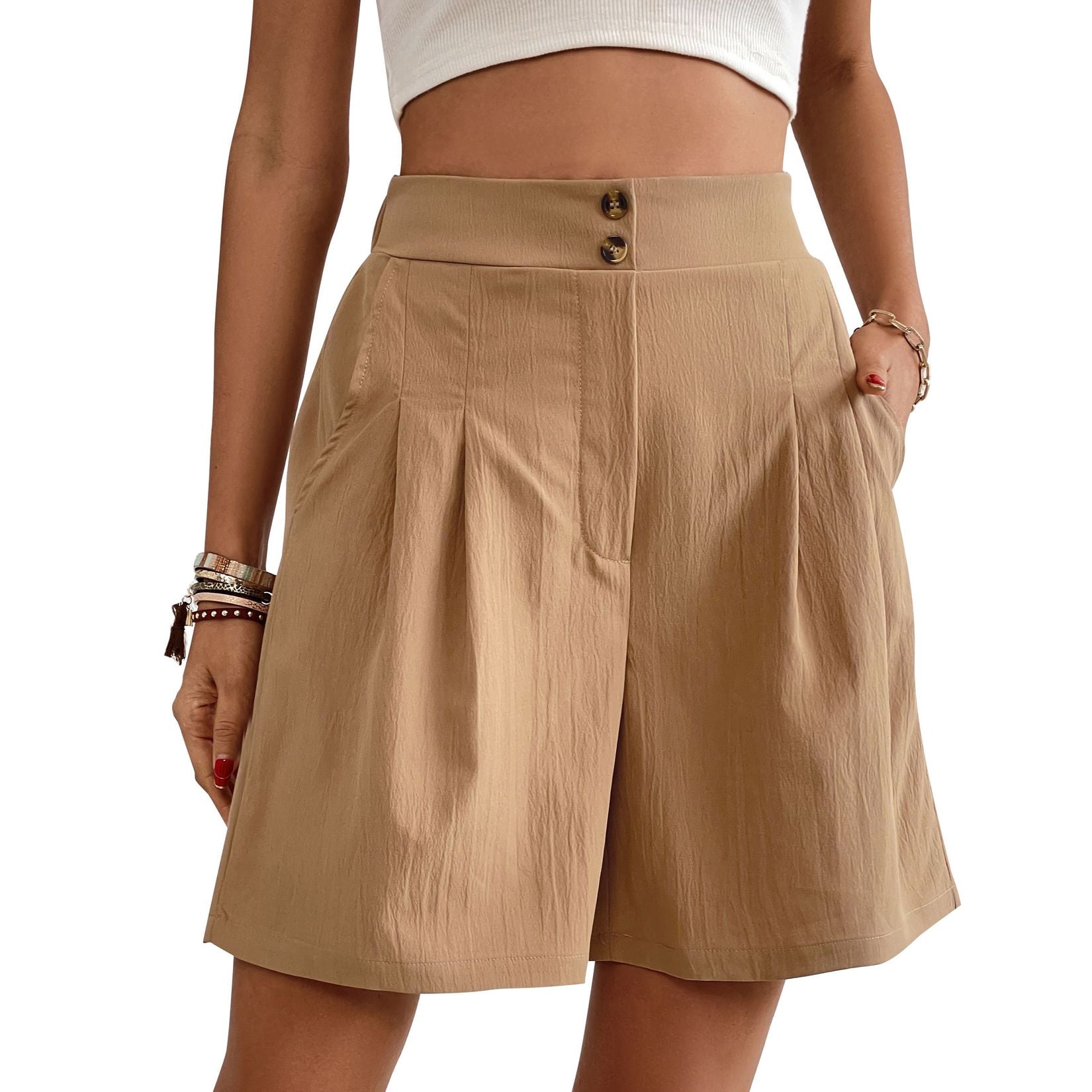 Defitshape Women's Above Knee Length Shorts Billowy Casual Shorts ...