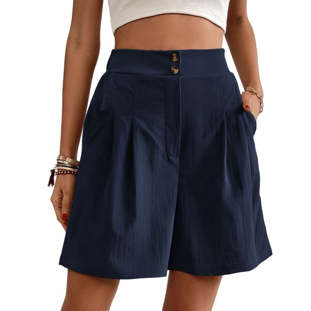 Defitshape Women's Above Knee Length Shorts Billowy Casual Shorts ...
