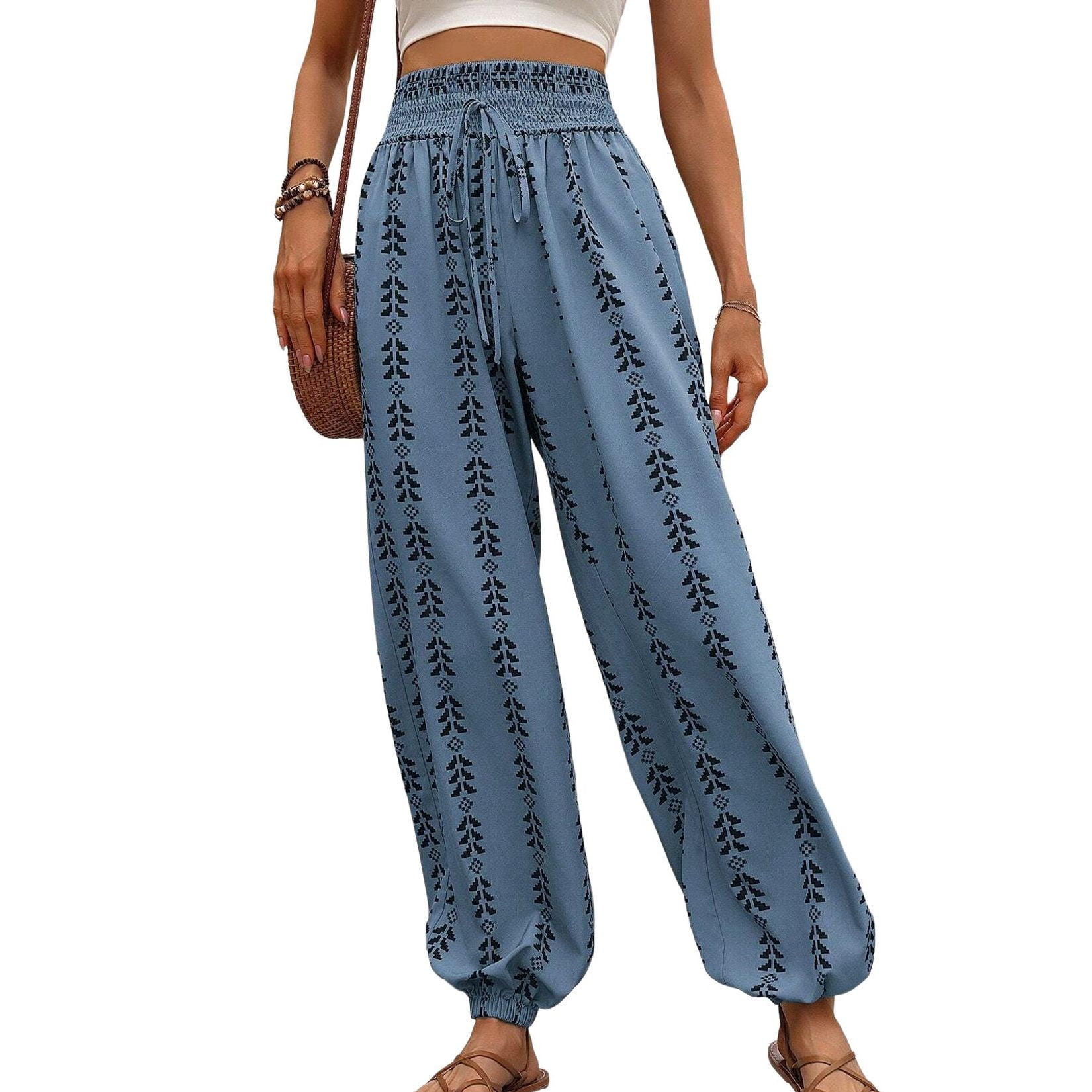 Defitshape Women's Autumn Bloomers Pants Baggy Casual Billowy Bunched ...