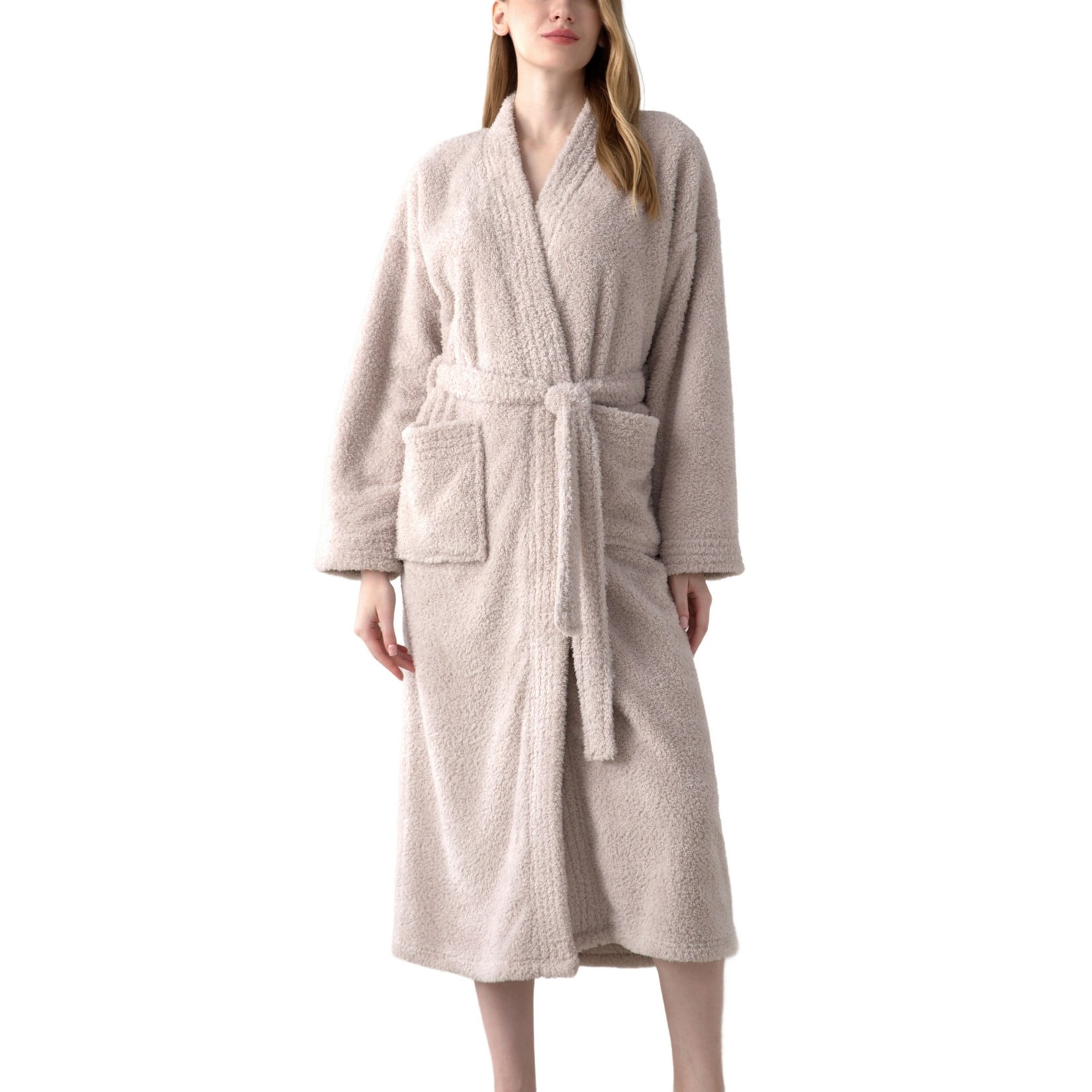 Defitshape Women's Belt Fleece Bath Robe Chic Bathrobes Calf Length ...