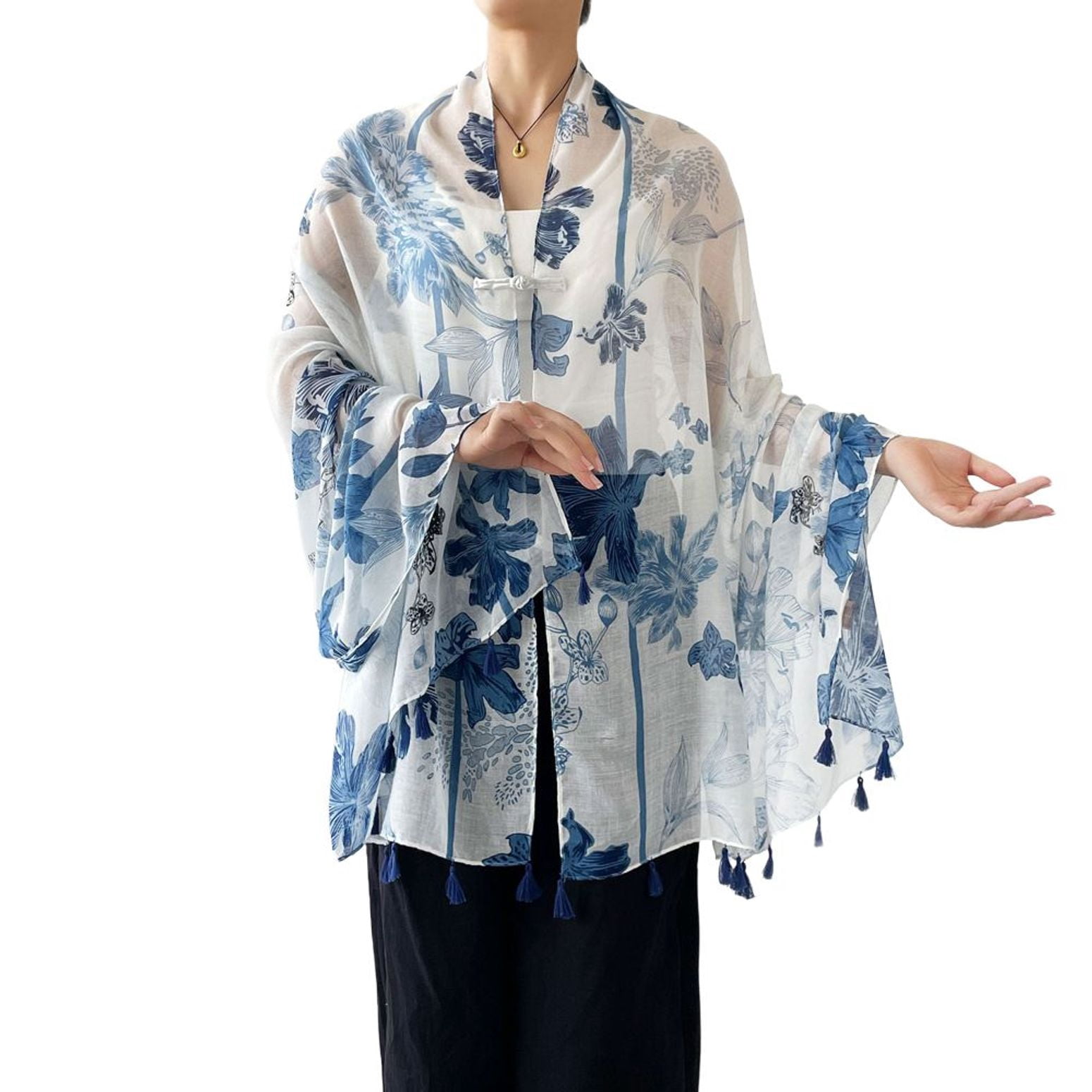 Defitshape Women's Billowy Pashmina Bohemian Muffler Chic Date Button ...