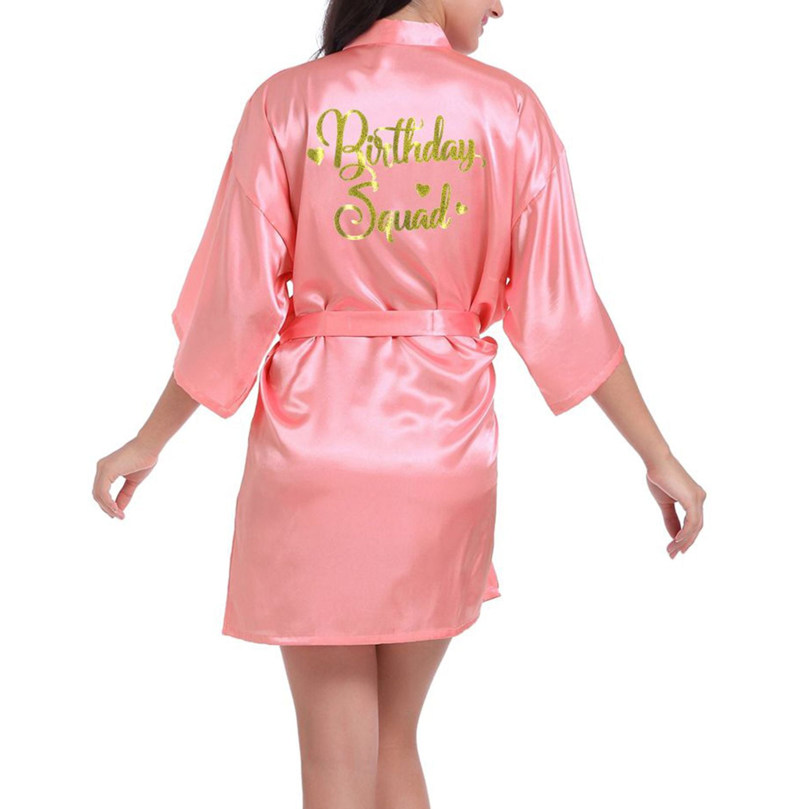 Defitshape Women's Birthday Party Robe Silk Kimono Bath Robes Satin ...