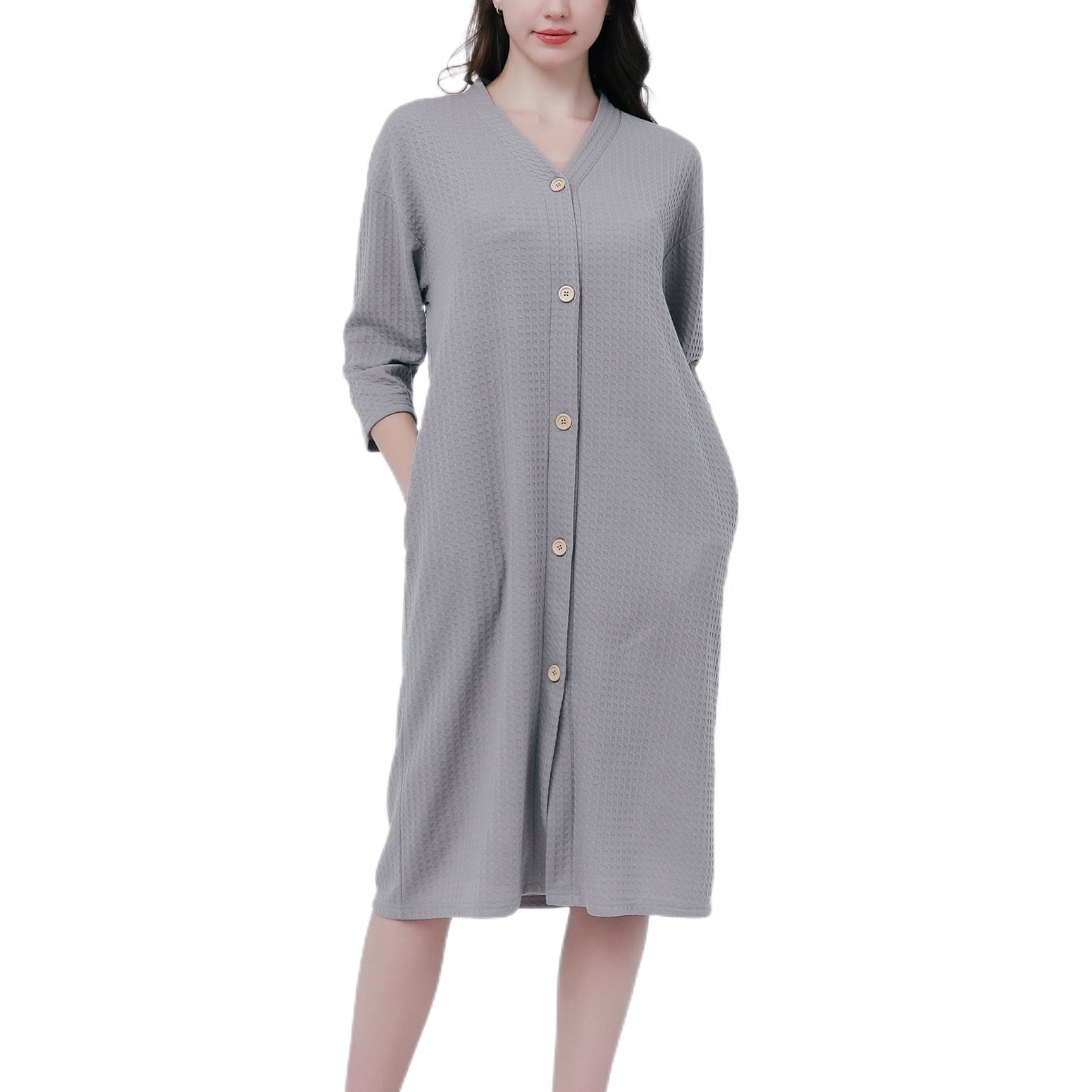 Defitshape Women's Button Down Robe House Dress House Coat Housecoat ...