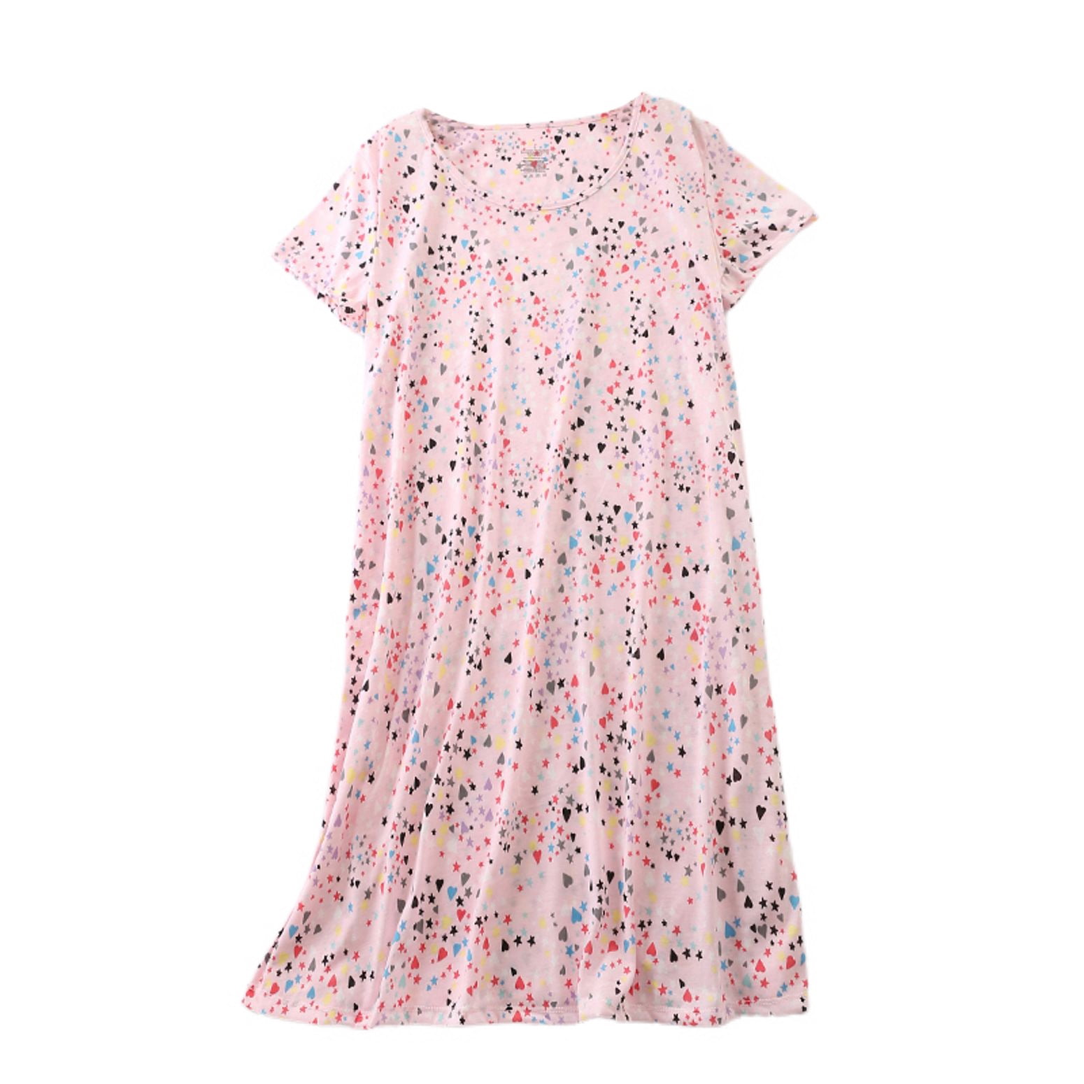 Defitshape Women's Cartoon Printed Sleep Dress Soft Cotton Nightgown ...