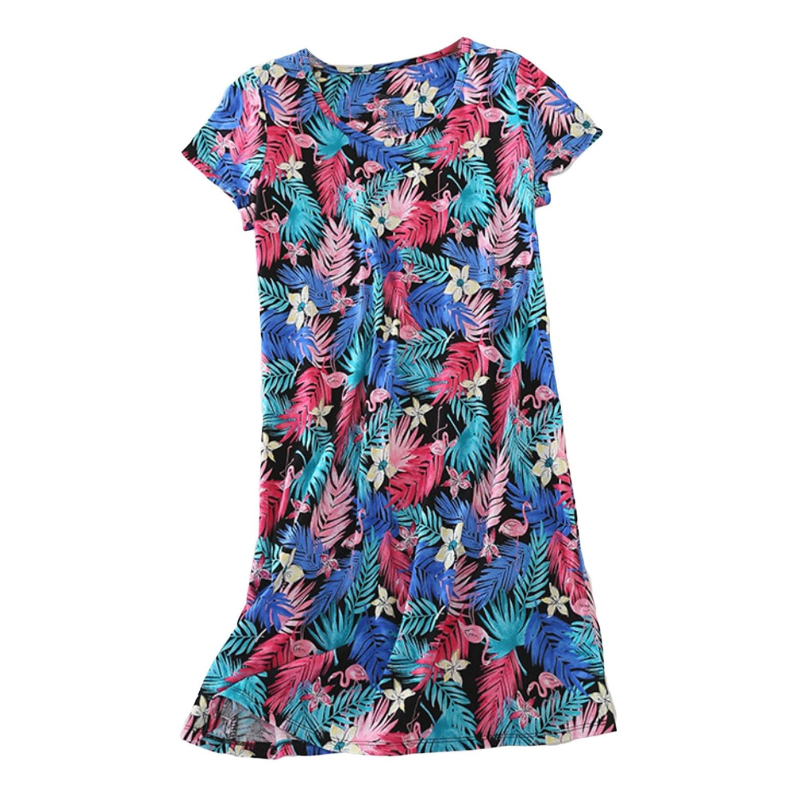 Defitshape Women's Cotton Cute Cartoon Nightgown Short Sleeve Cool ...