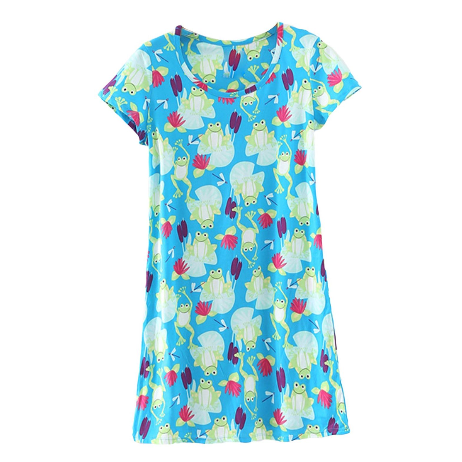 Defitshape Women's Cotton Summer Nightgown Cute Cartoon Spring Comfy ...