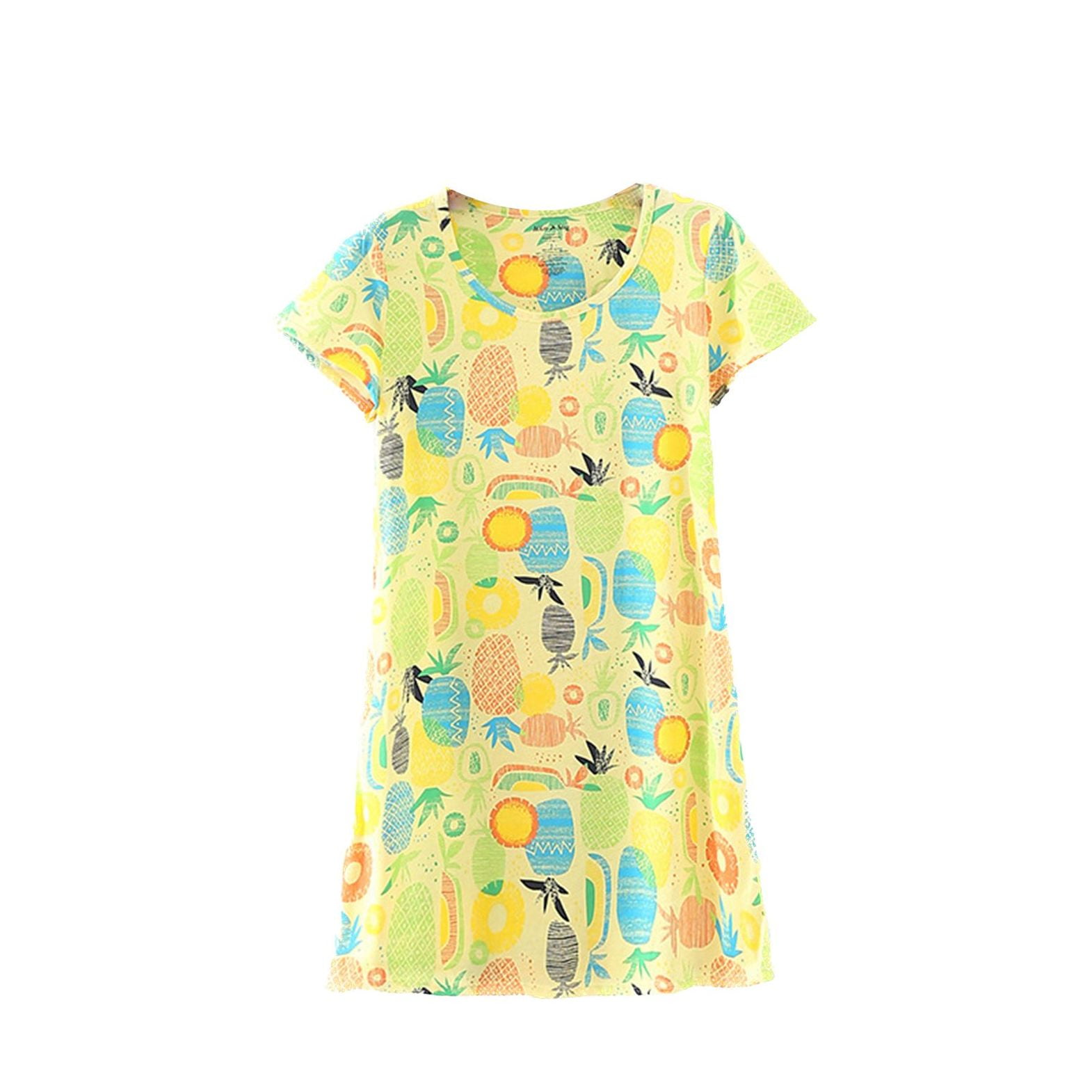 Defitshape Women's Cotton Summer Nightgown Cute Cartoon Spring Comfy ...