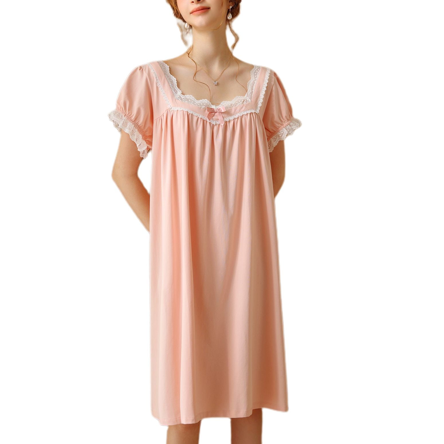 Defitshape Women's Cotton Victorian Nightgown Princess Lightweight Soft ...
