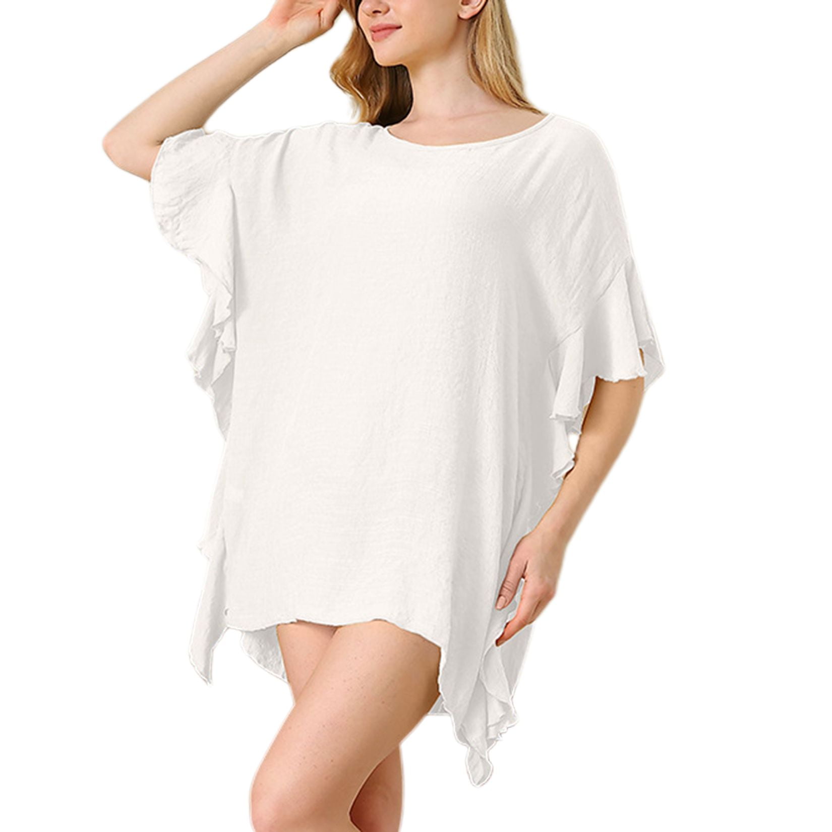 Defitshape Women's Cover Up Dress Short Sleeve Swimsuit Beachwear ...