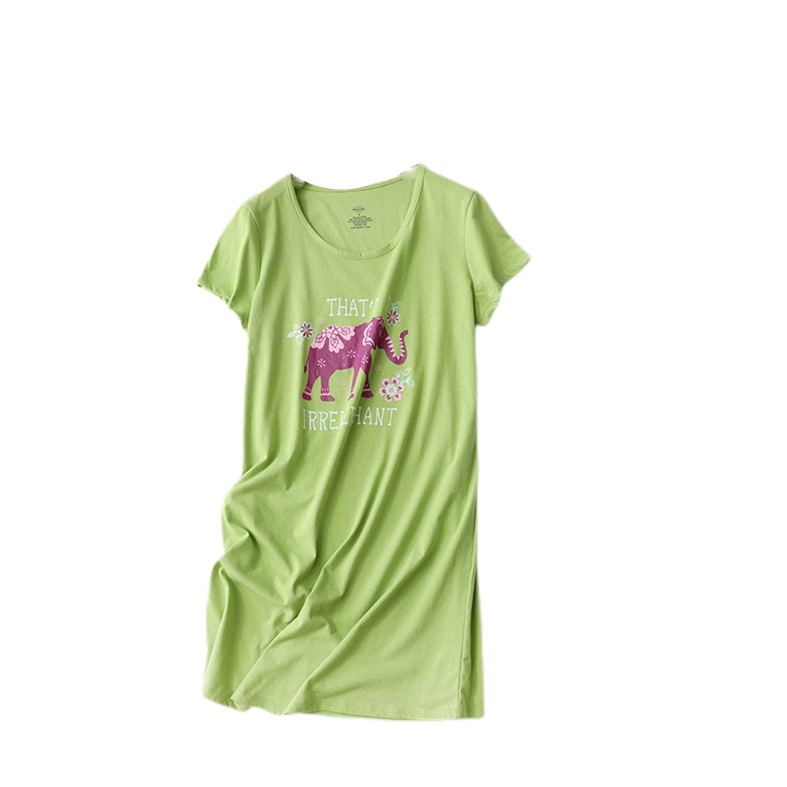 Defitshape Women's Cute Cotton Nightgown Soft Lightweight Cartoon Sleep ...