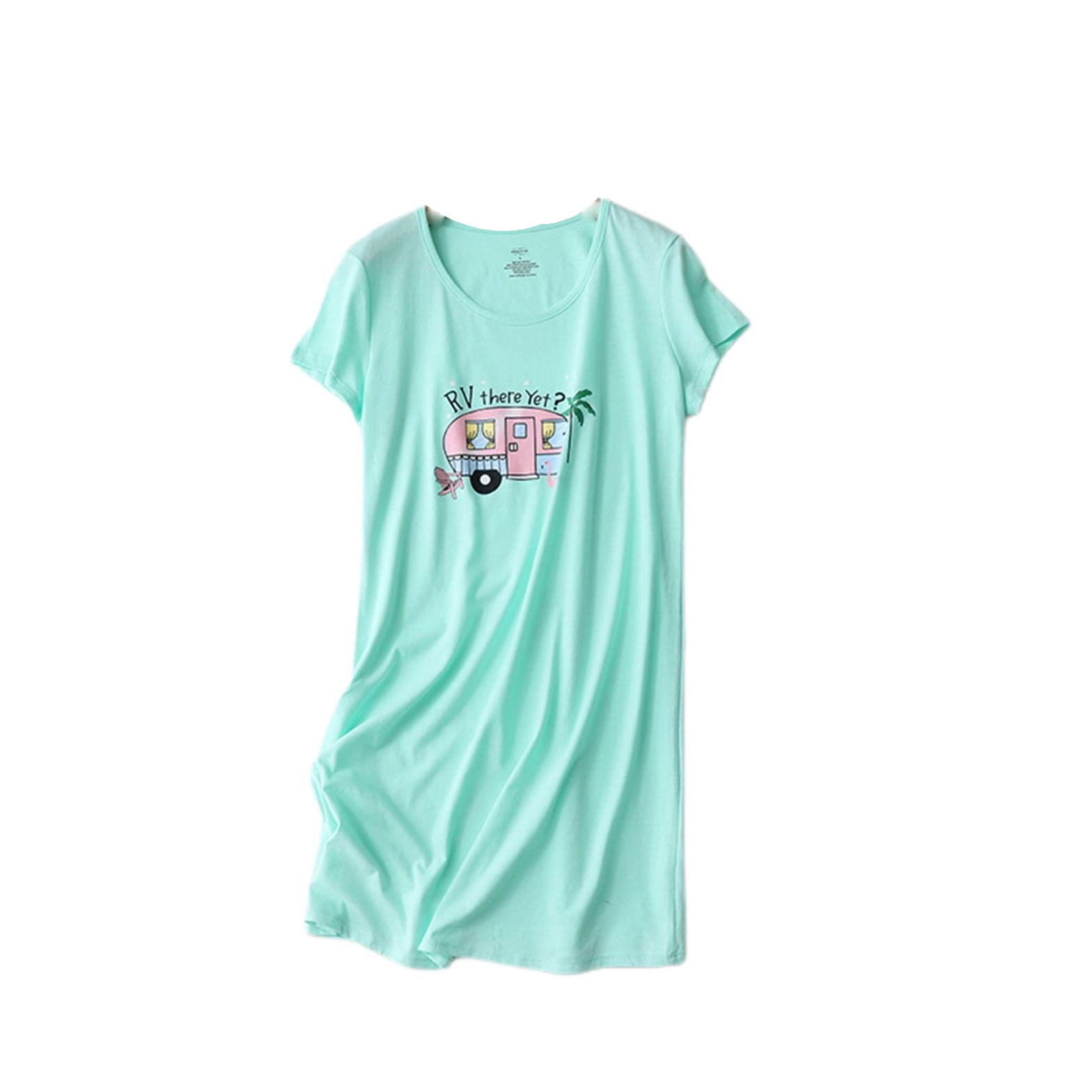 Defitshape Women's Cute Cotton Nightgown Soft Lightweight Cartoon Sleep ...