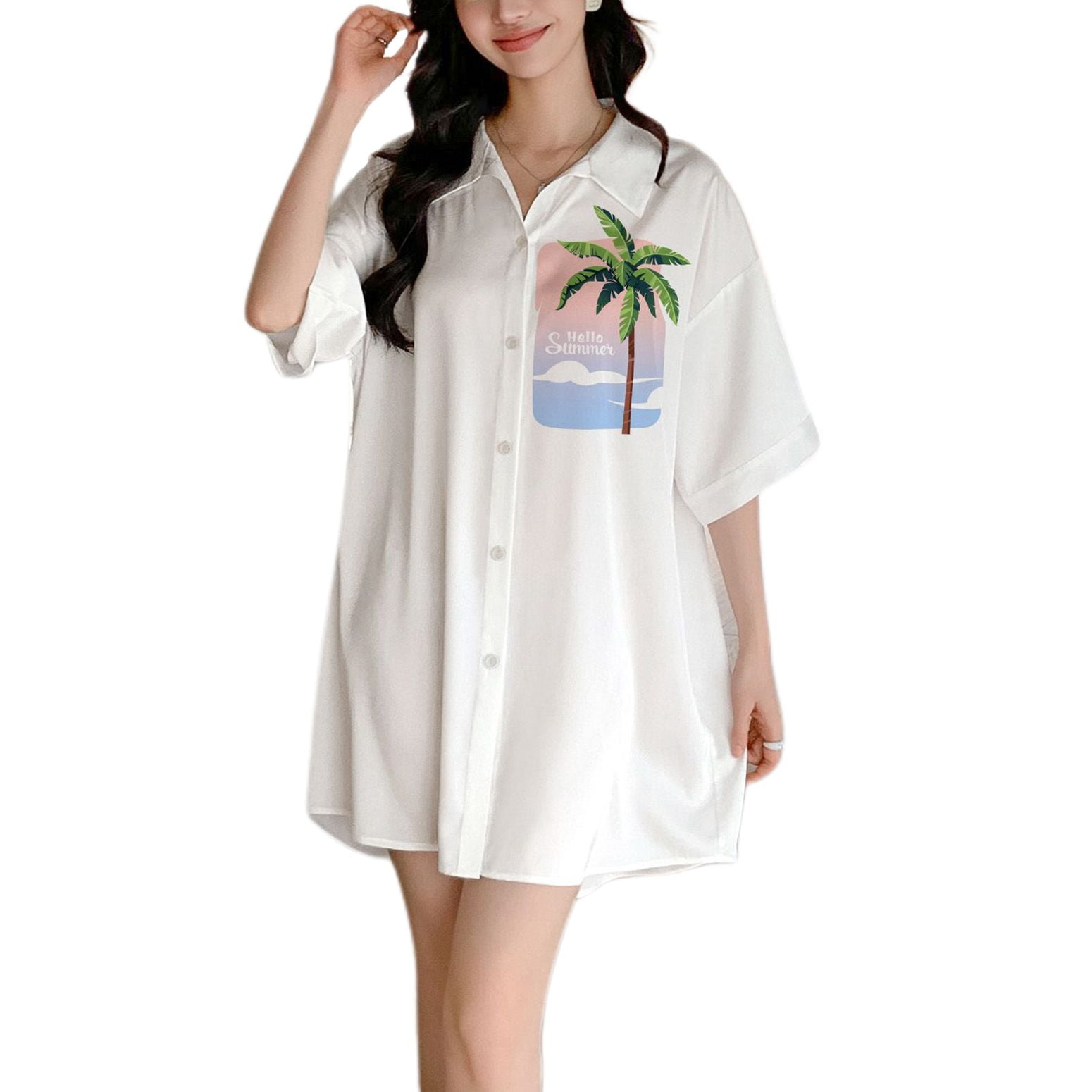 Defitshape Women's Cute Pjs Button Up Nightgown Soft Lightweight Short ...