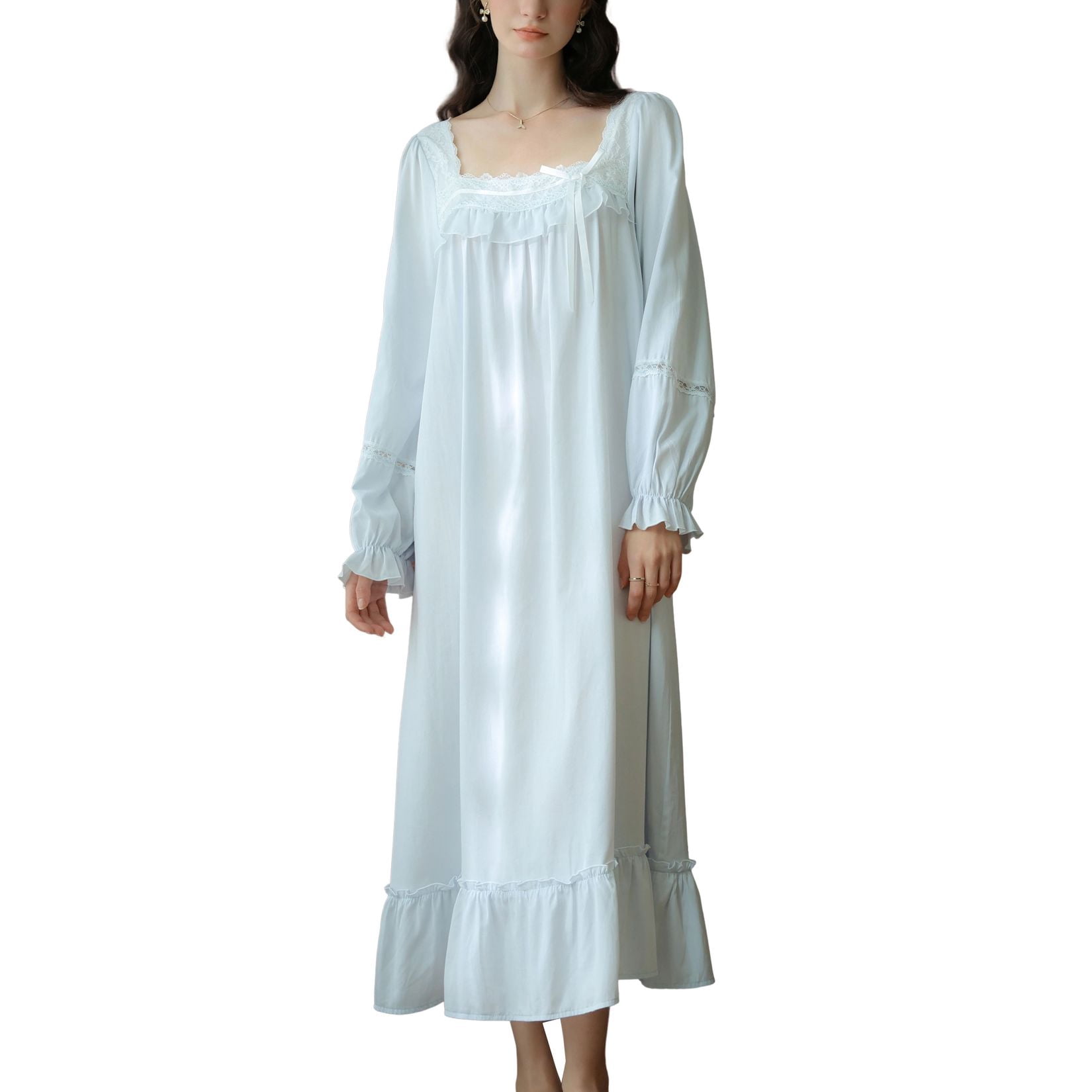 Defitshape Women's Cute Victorian Nightgown Princess Night Dress Loose ...