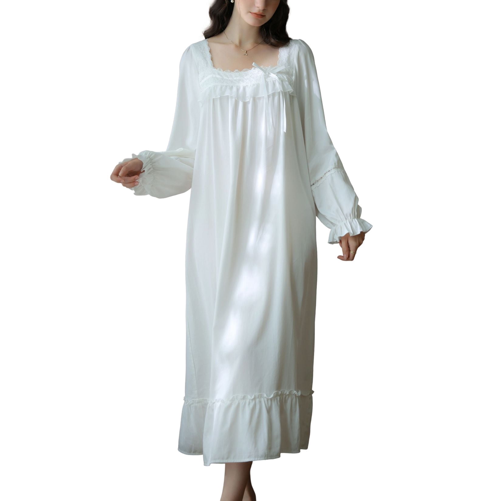Defitshape Women's Cute Victorian Nightgown Princess Night Dress Loose ...