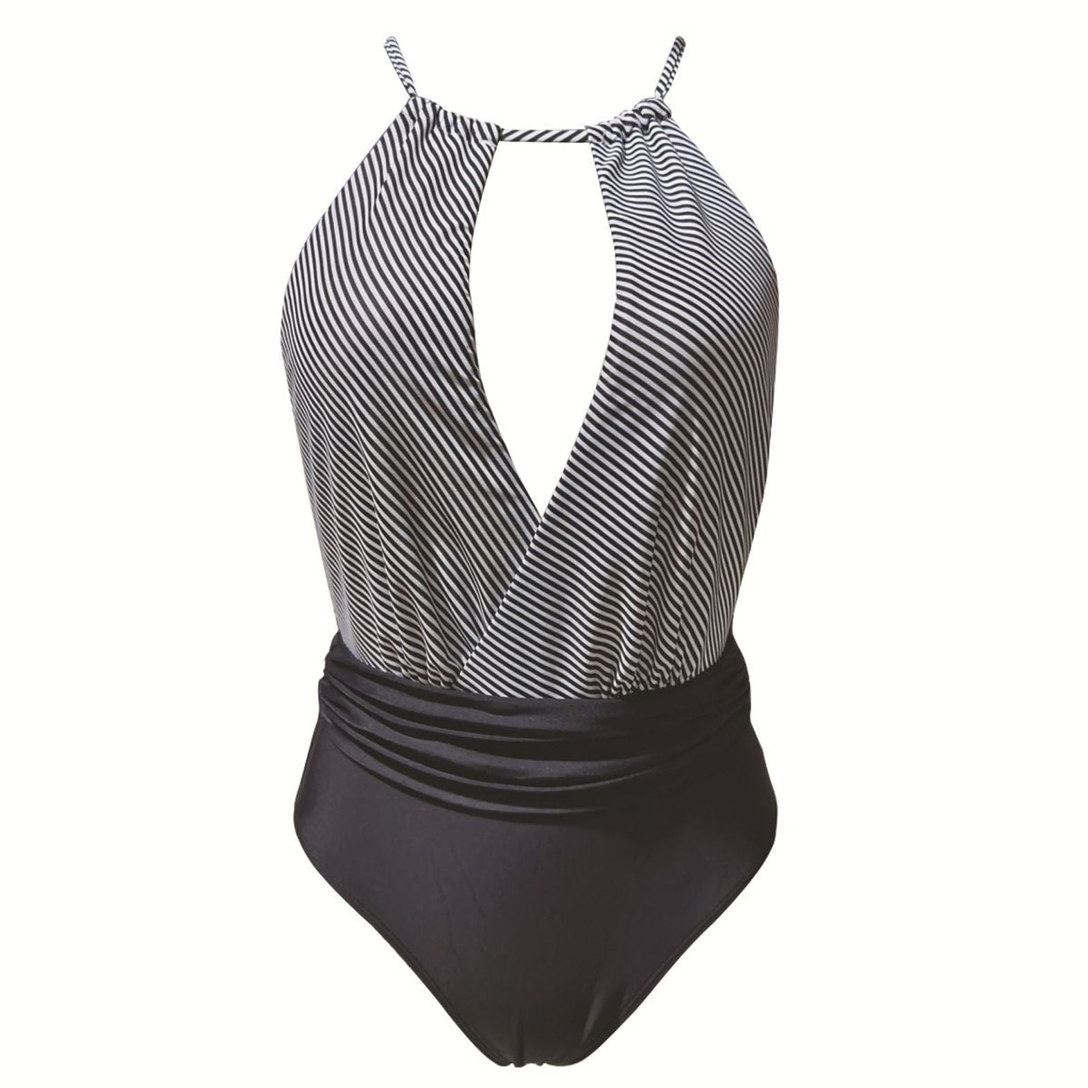 Defitshape Women's Deep V Neck Halter Cutout One Piece Swimsuit Beach ...