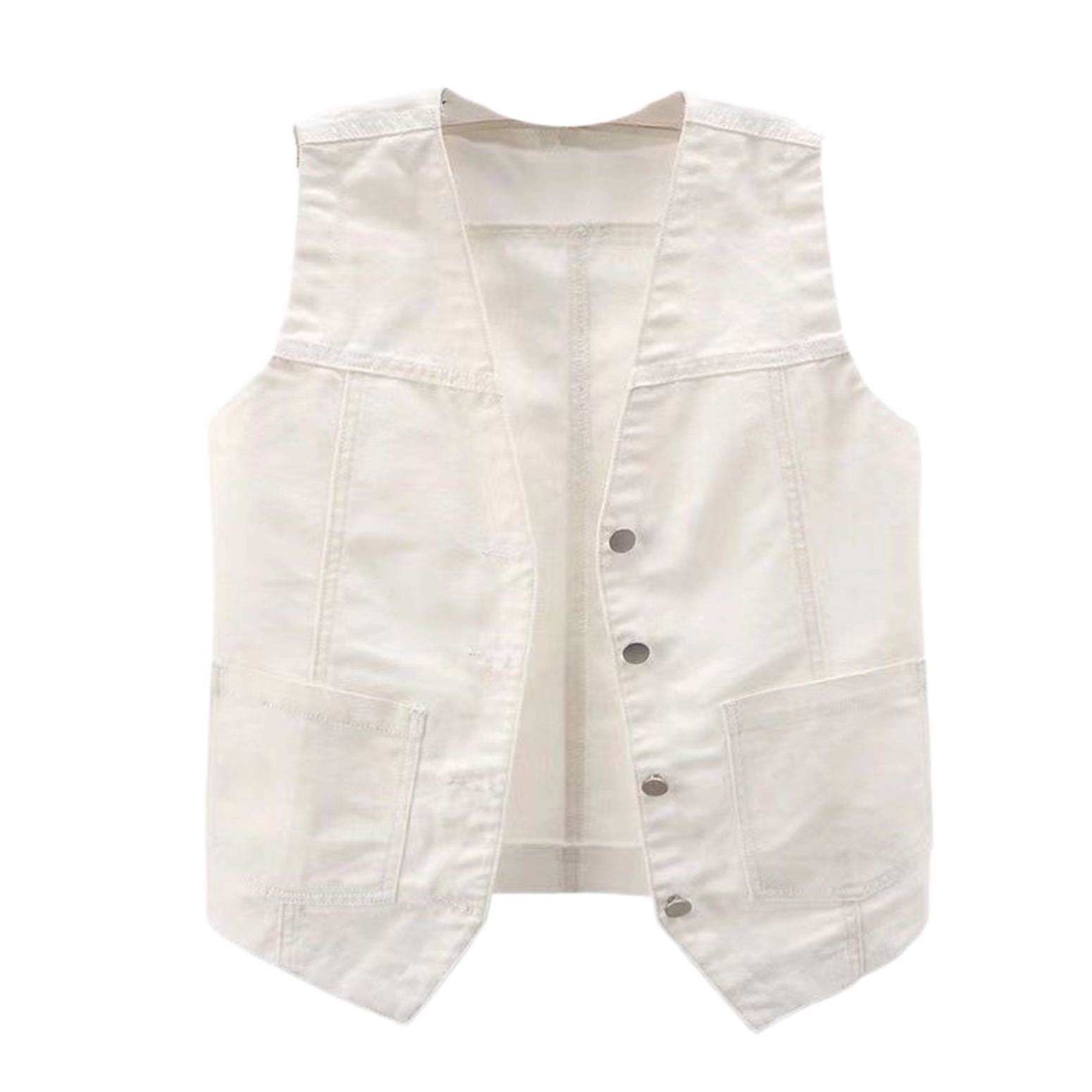 Defitshape Women's Denim Vest V Neck Tank Top Soft Top Western ...