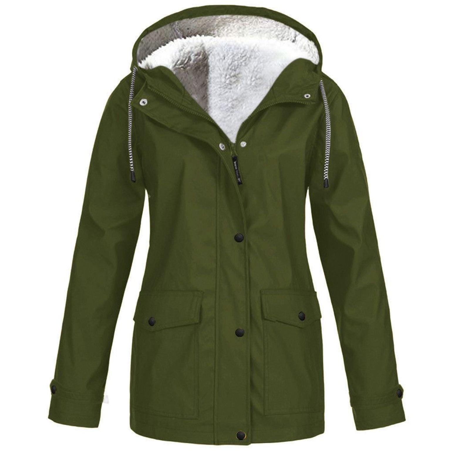 Defitshape Women's Fleece Lined Anorak Jacket Fall Top Winter Jackets ...