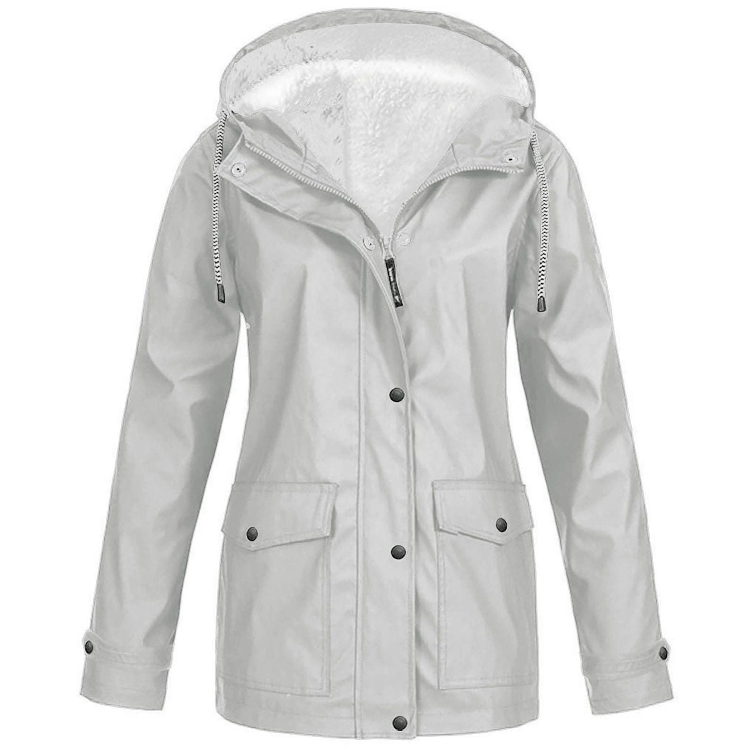 Defitshape Women's Fleece Lined Anorak Jacket Fall Top Winter Jackets ...