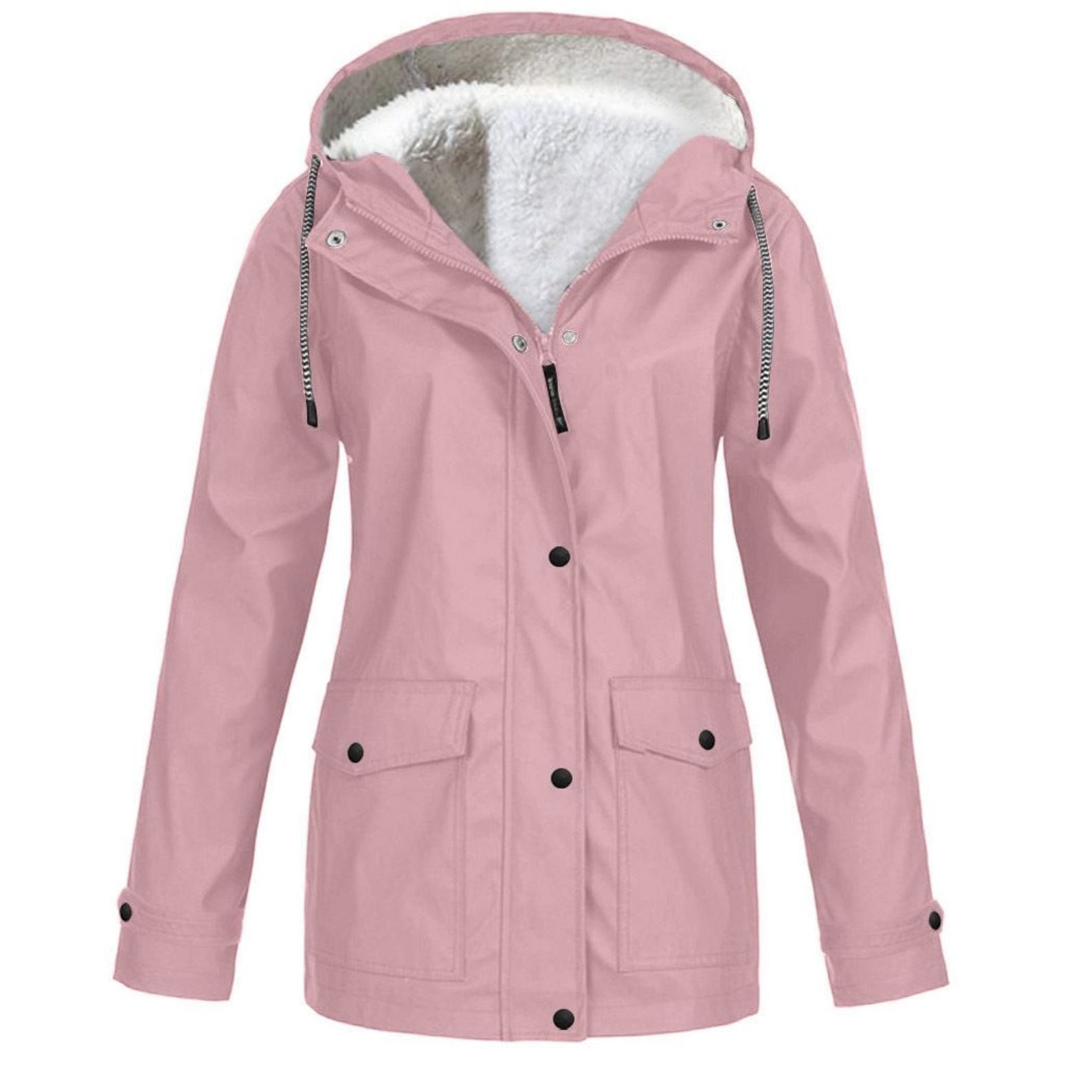 Defitshape Women's Fleece Lined Anorak Jacket Fall Top Winter Jackets ...