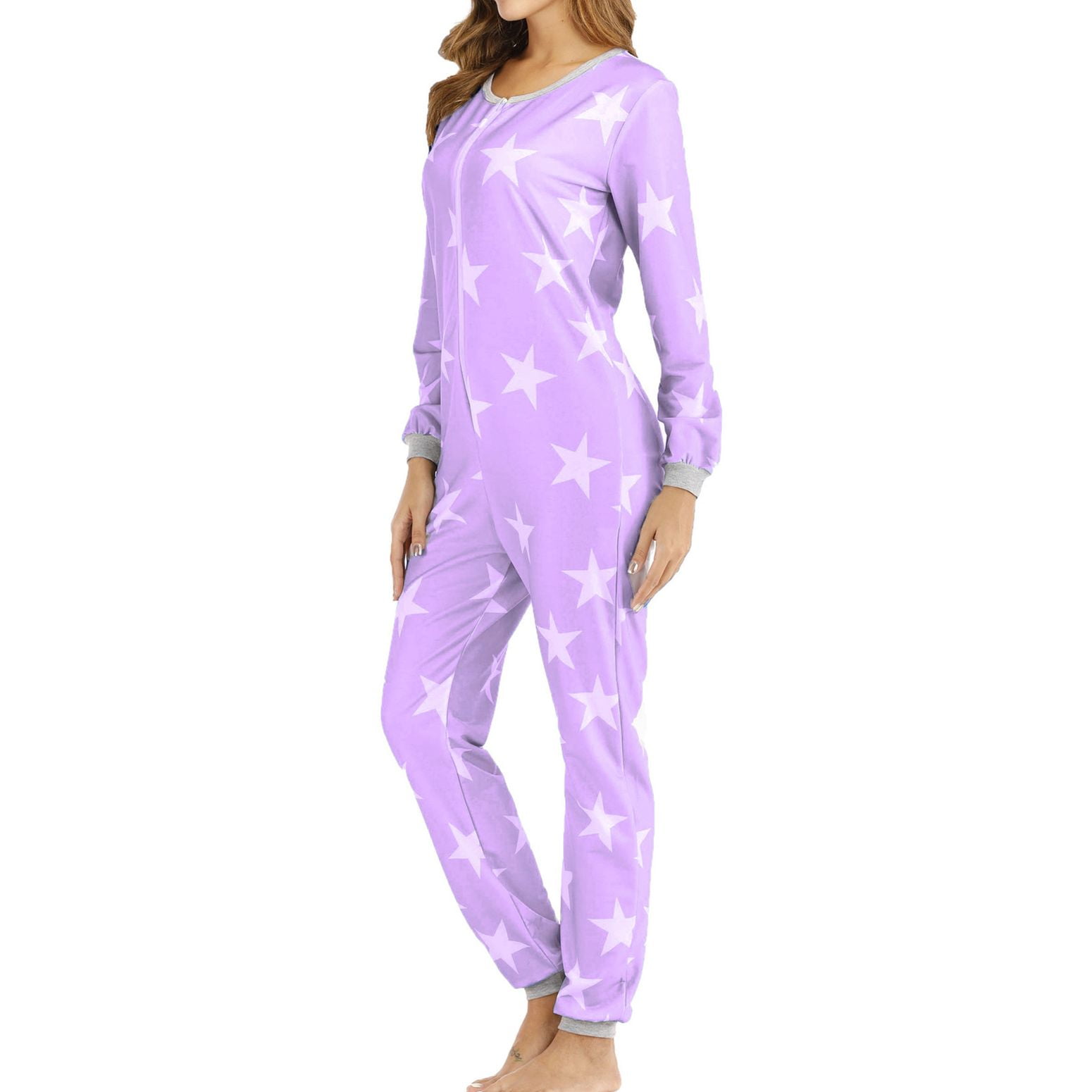 Defitshape Women's Full Zipper Onesie Sleepwear Onesies Pajmama Long ...