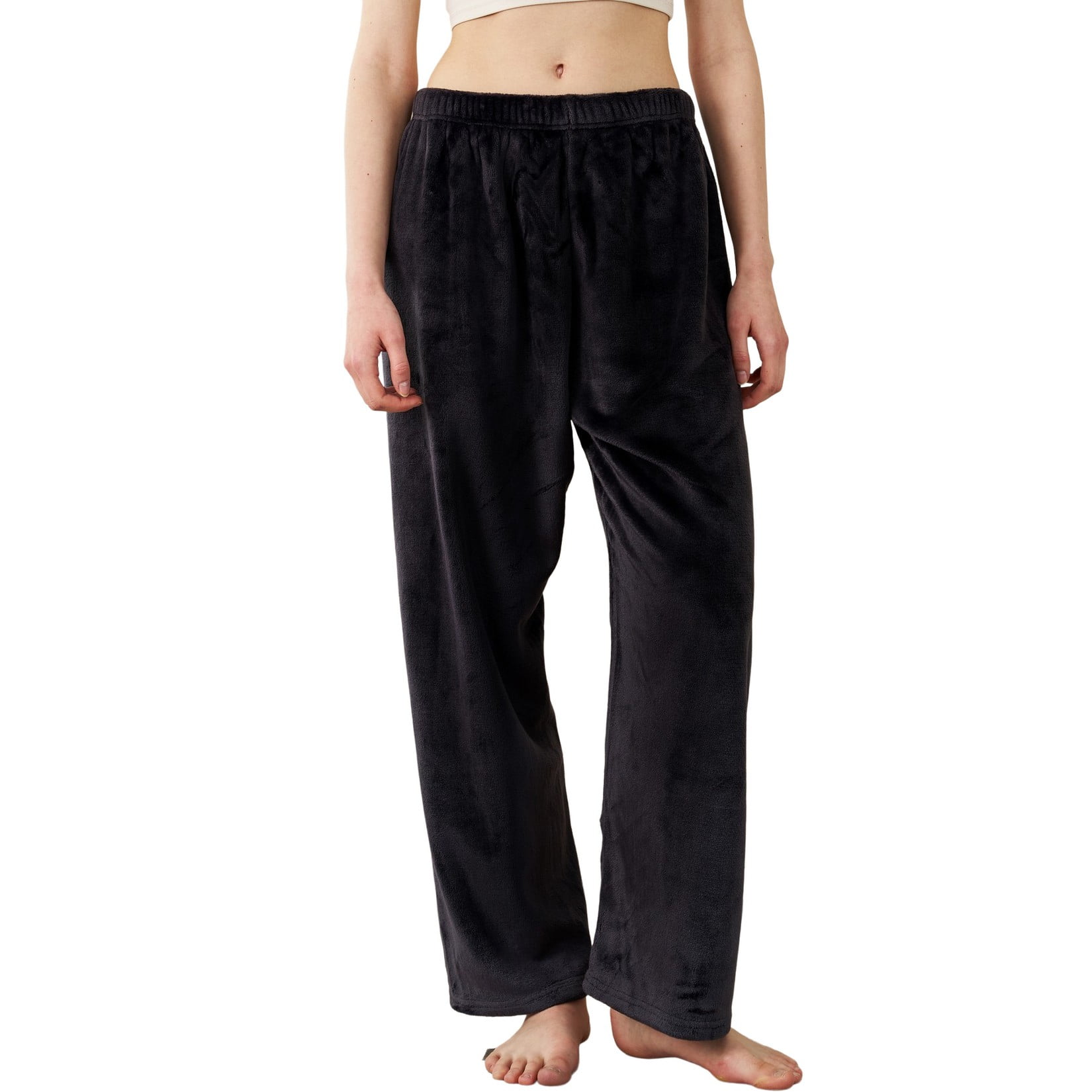 Defitshape Women's Fuzzy Fleece Pajama Pants Elastic Waistband Plush Pj ...