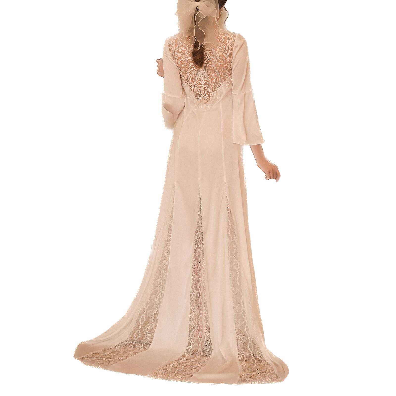 Defitshape Women's Long Bell Sleeve Dressing Gown Soft V Neck Floor ...