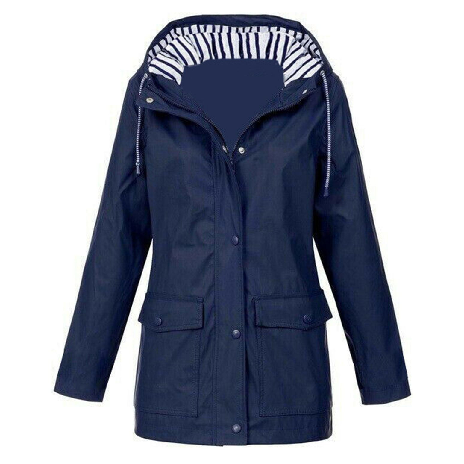 Defitshape Women's Long Sleeve Anorak Windbreaker Hooded Outerwear ...