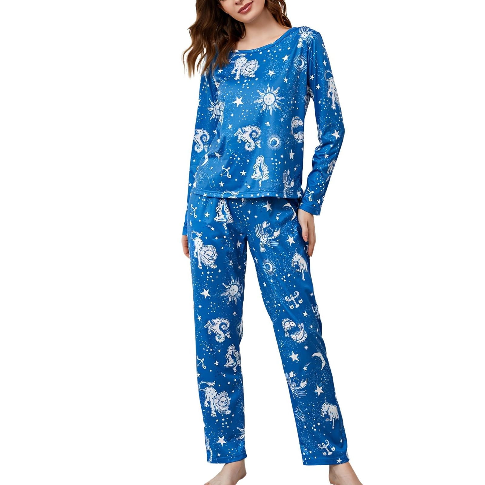 Defitshape Women's Long Sleeve Pajamas Set Pant Printed 2 Piece ...