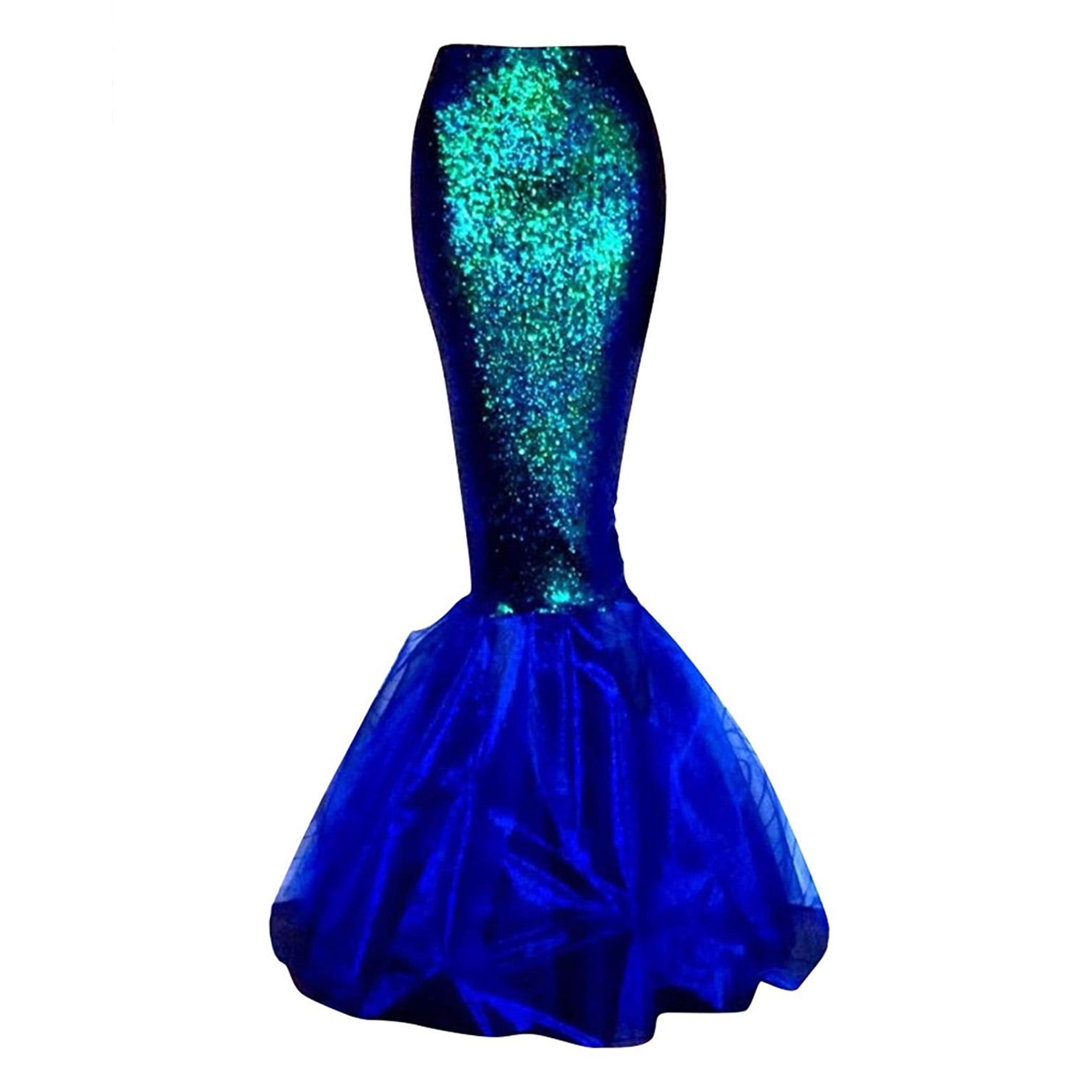 Defitshape Women's Mermaid Skirt Sequin Bodycon Long Princess Maxi Tail ...