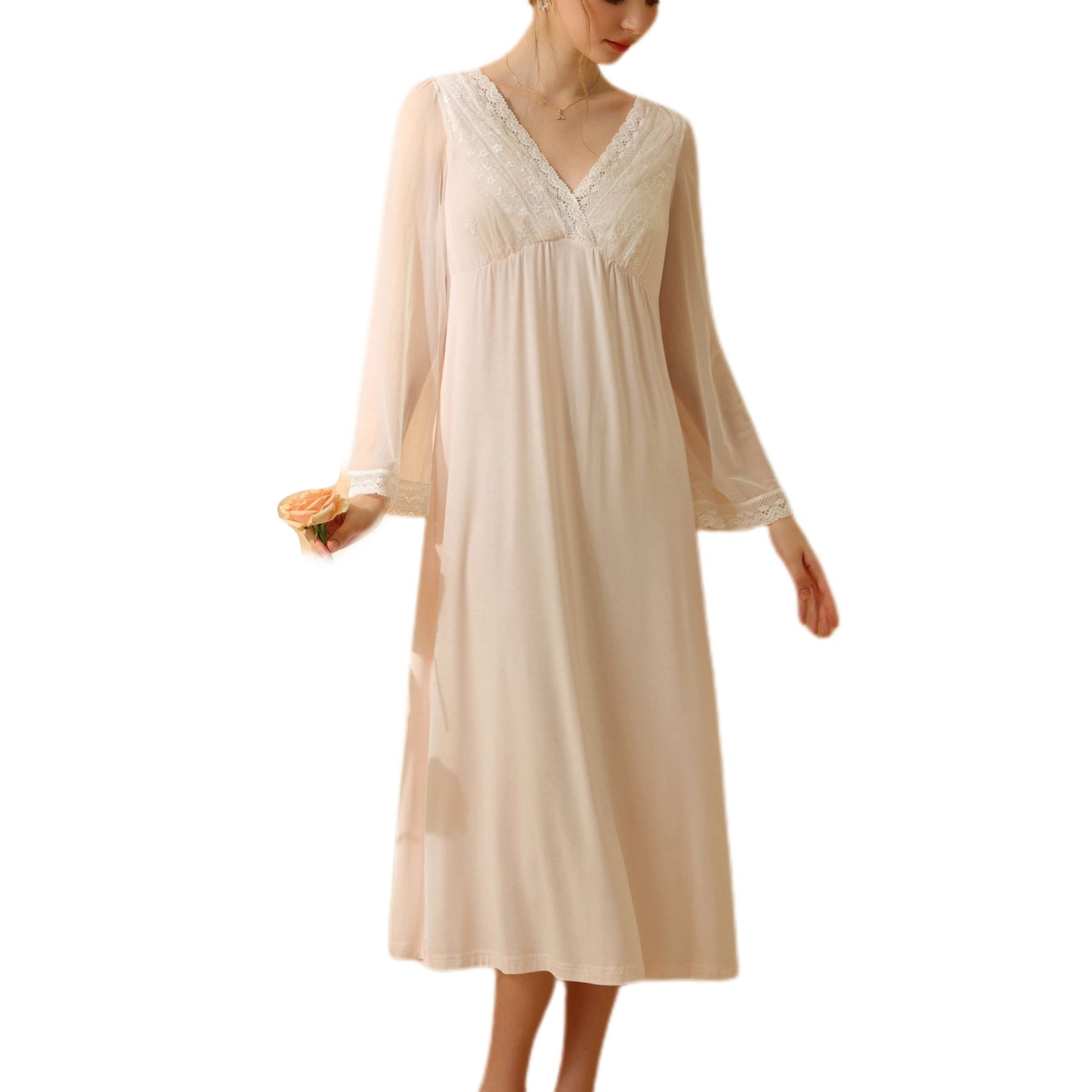 Defitshape Women's Princess Nightgown Night Gown Long Night Dress ...
