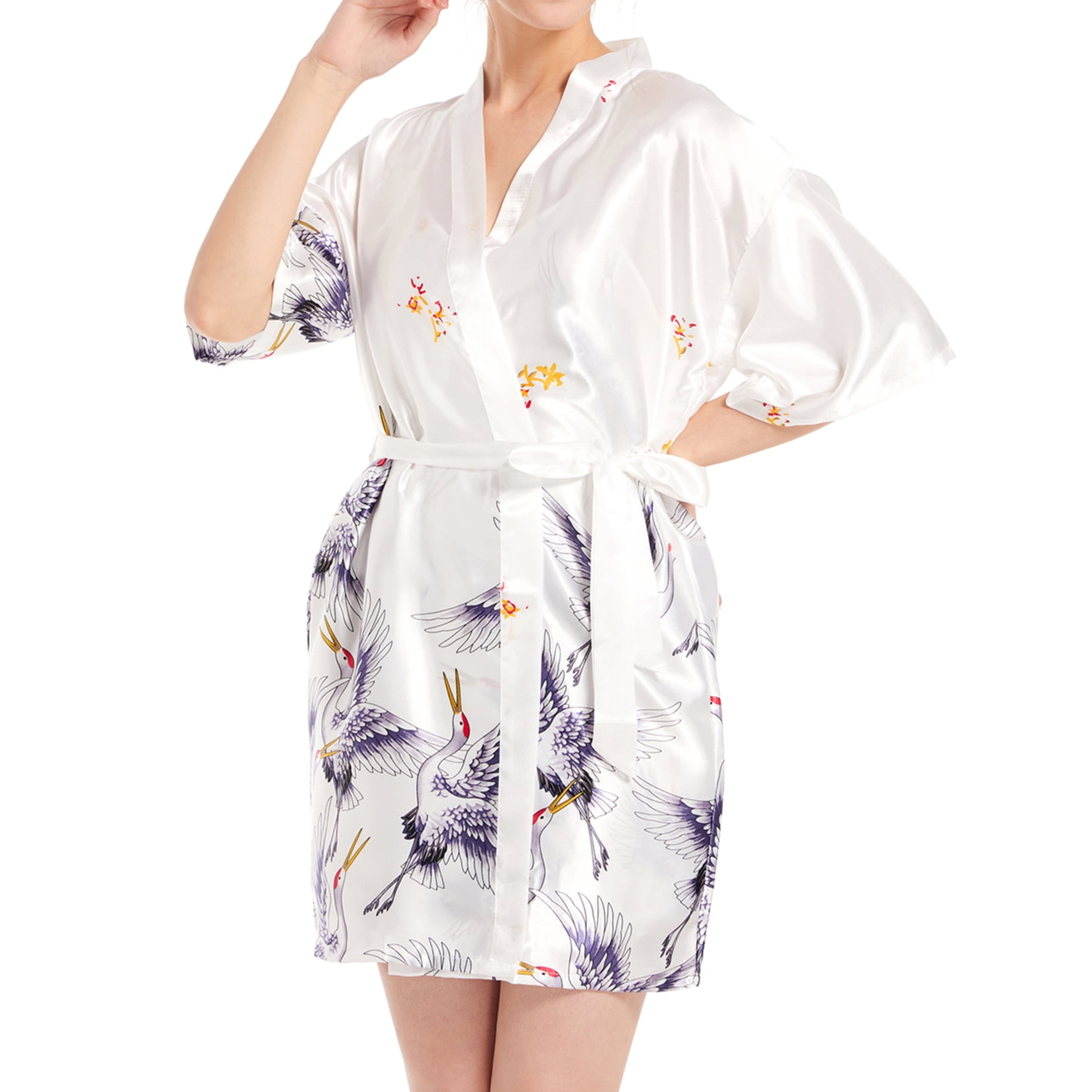 Defitshape Women's Satin Robe Set with Chemise Nightgown 2 Piece Pajama ...