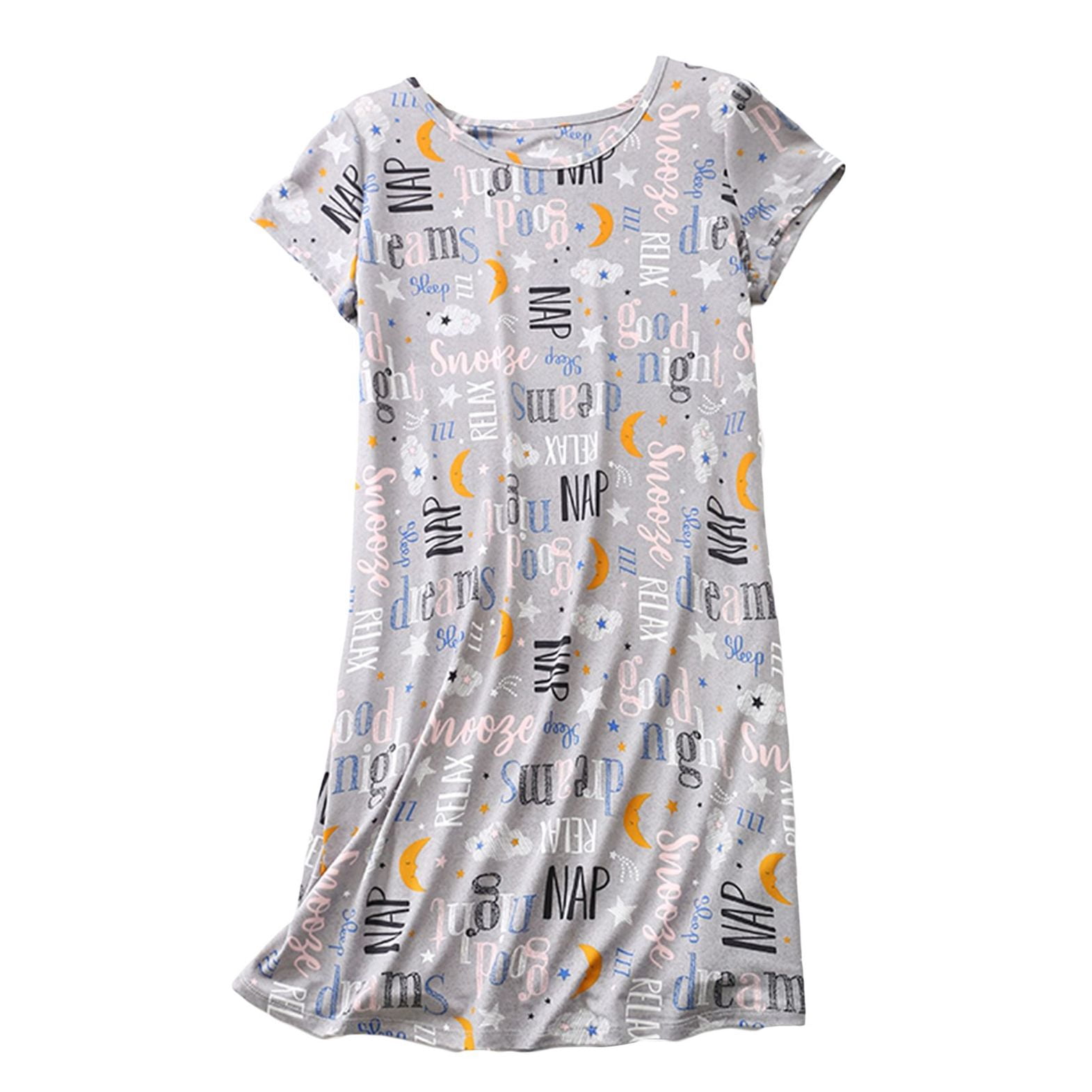 Defitshape Women's Short Sleeve Nightgown Summer Short Sleep Dress Soft ...