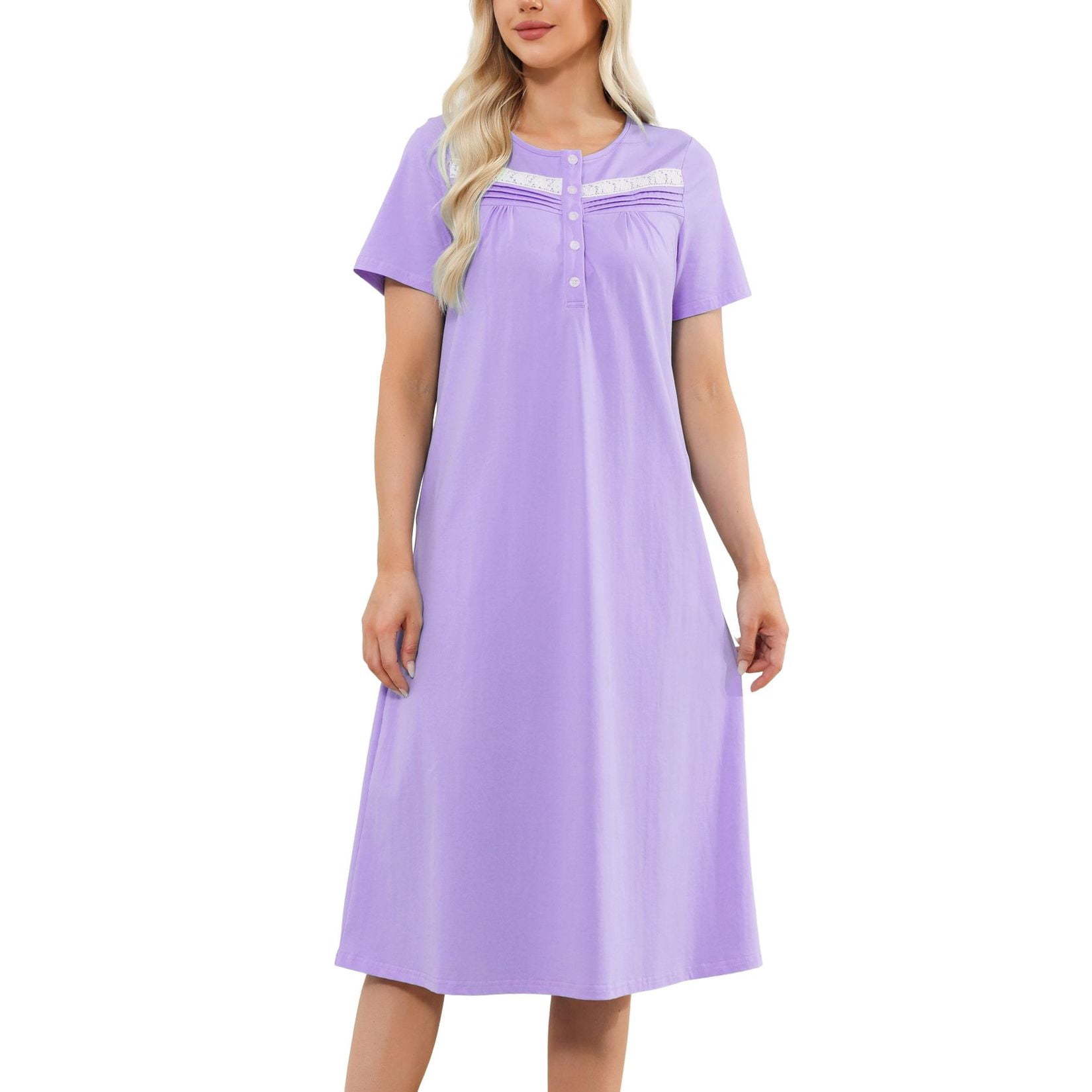 Defitshape Women's Short Sleeve Victorian Nightgown Summer Vintage ...