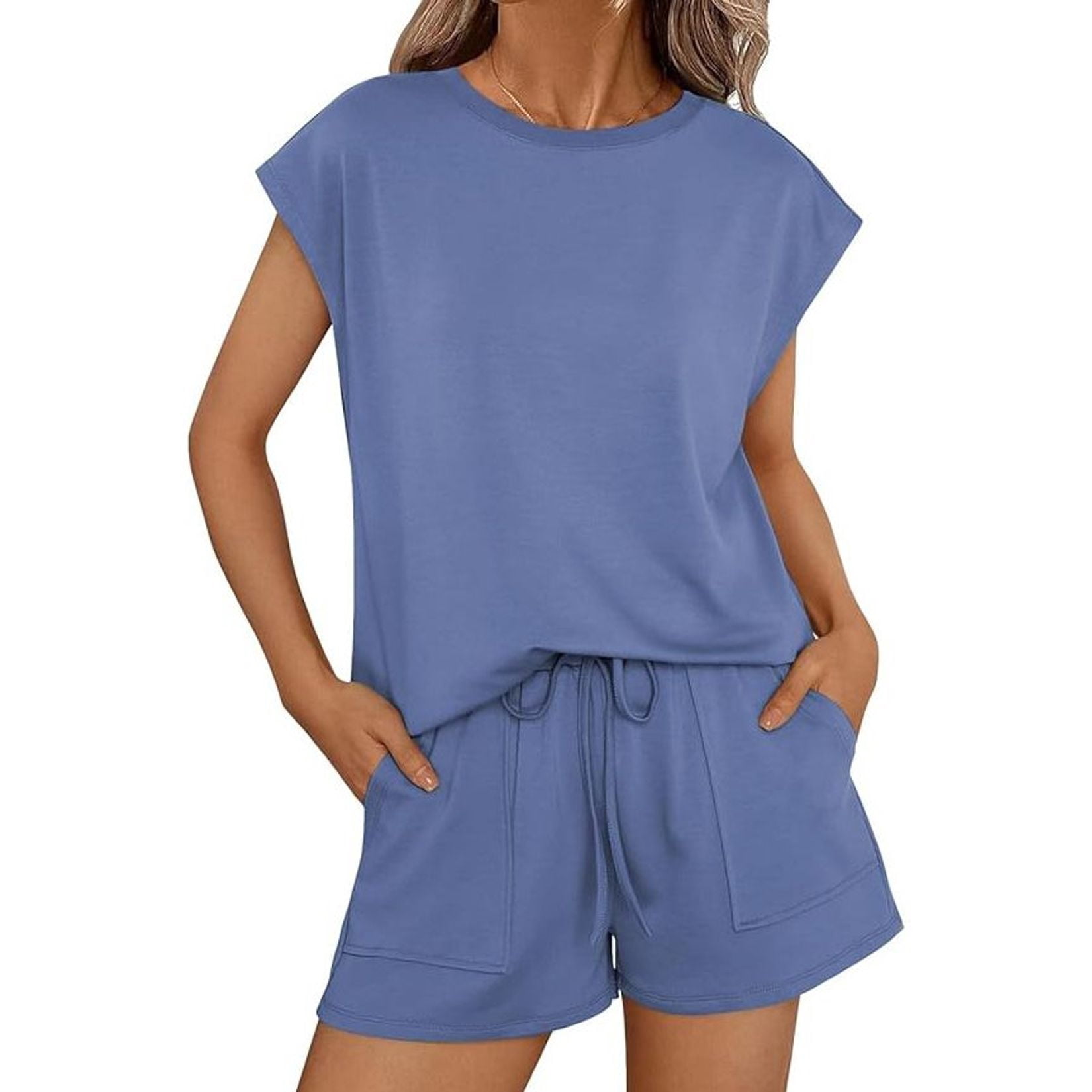 Defitshape Women's Shorts Pajama Set Comfy Loungewear Sleeveless Pj ...