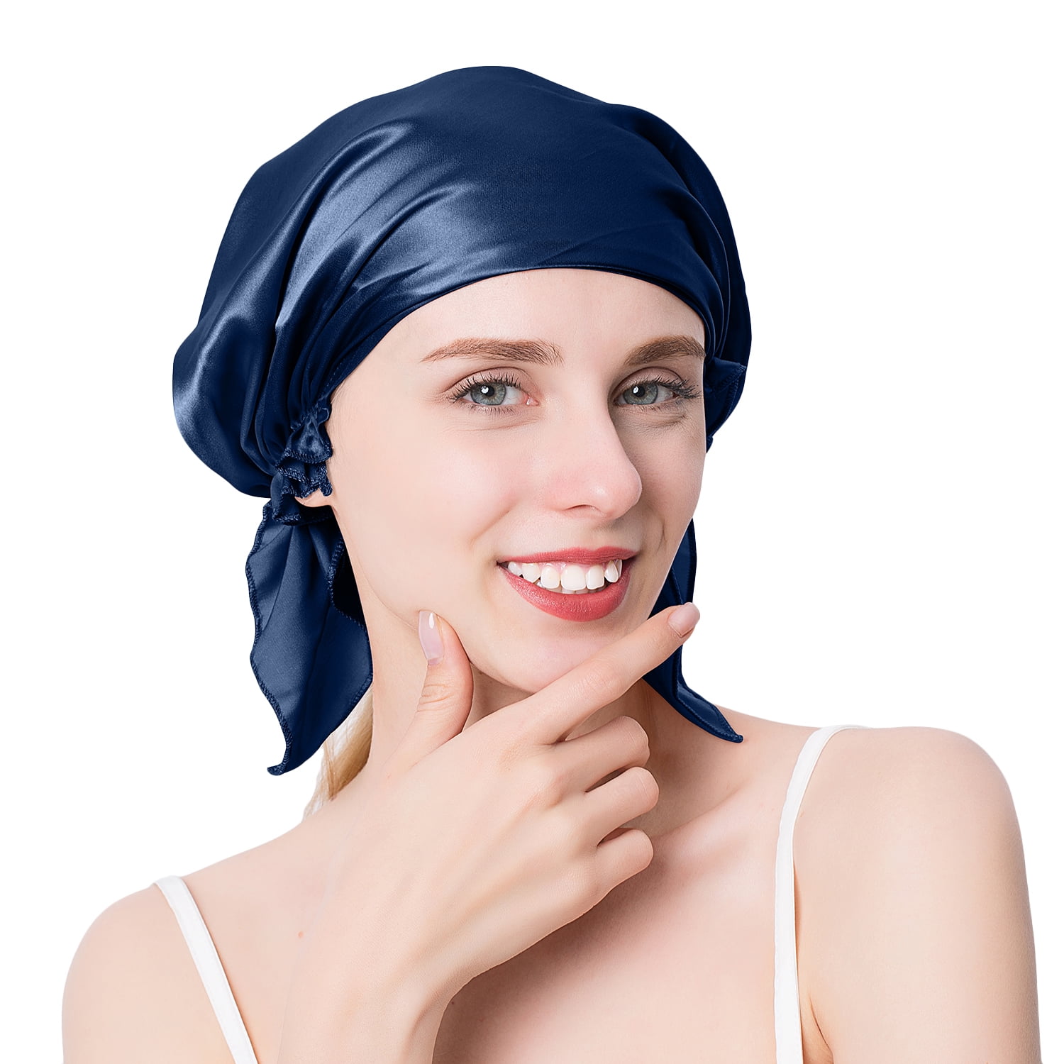 Defitshape Women's Silk Hair Bonnet Summer Female Knotted Nightcap ...