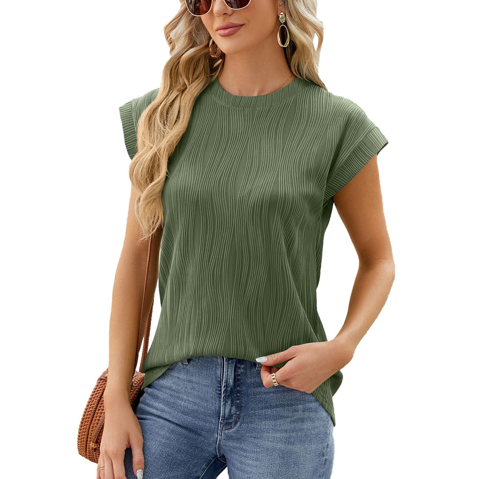 Defitshape Women's Soft Shirt Summer T Shirt Cool Vacation Crew Neck ...