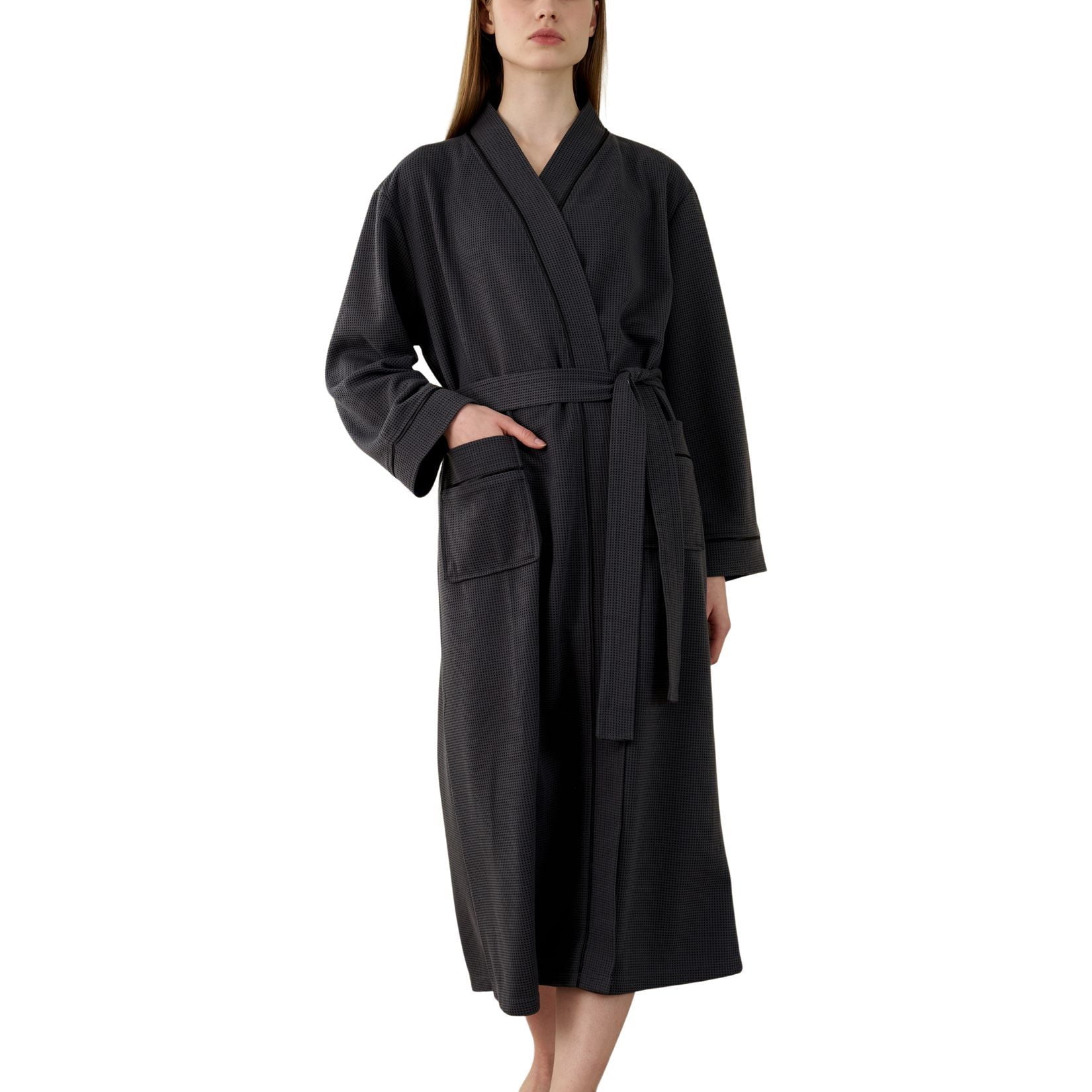 Defitshape Women's Spa Bath Robe Billowy Bathrobe Long Sleeve Calf ...