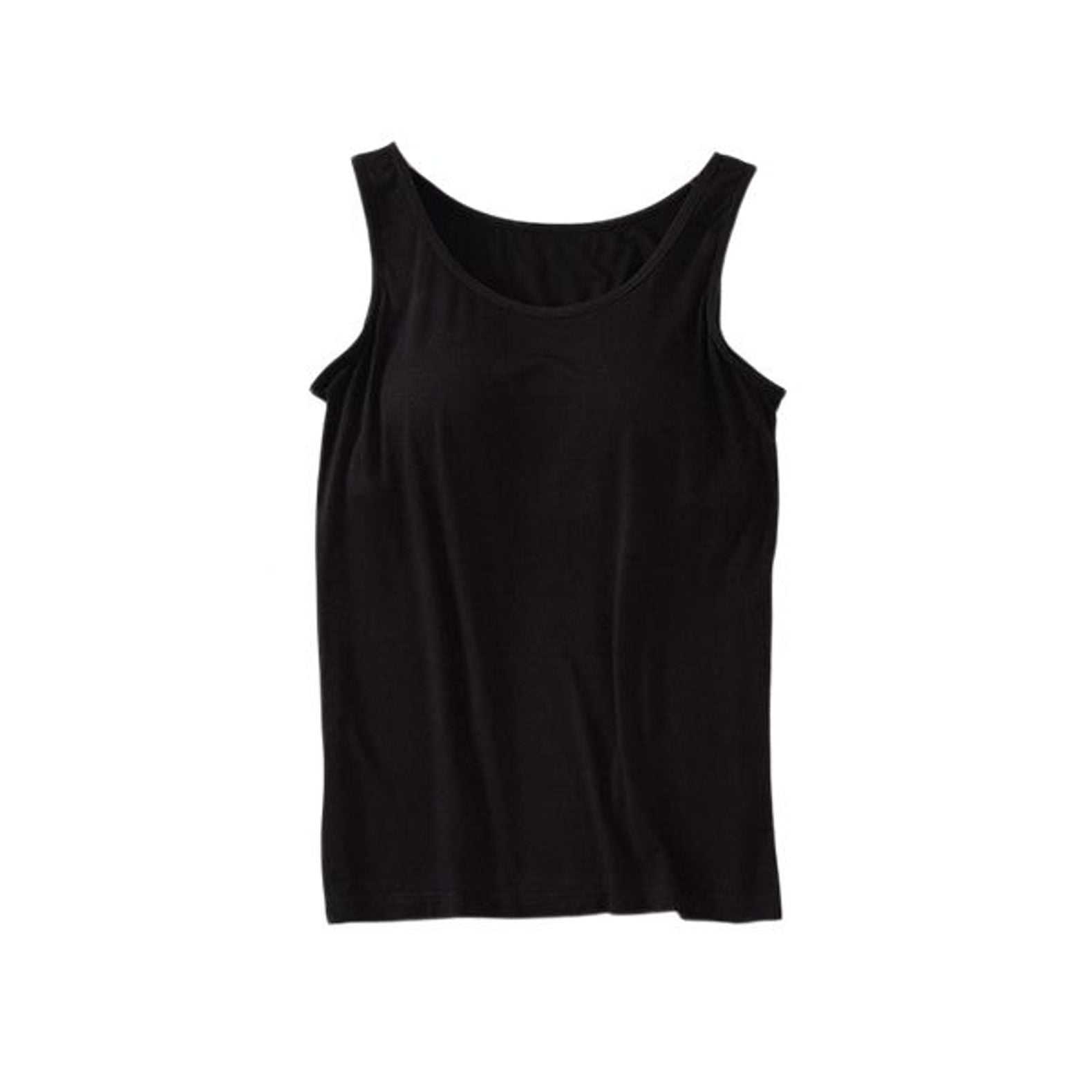 Defitshape Women's Tank Tops Built-in Bra Cami Cool Nightwear Crew Neck ...