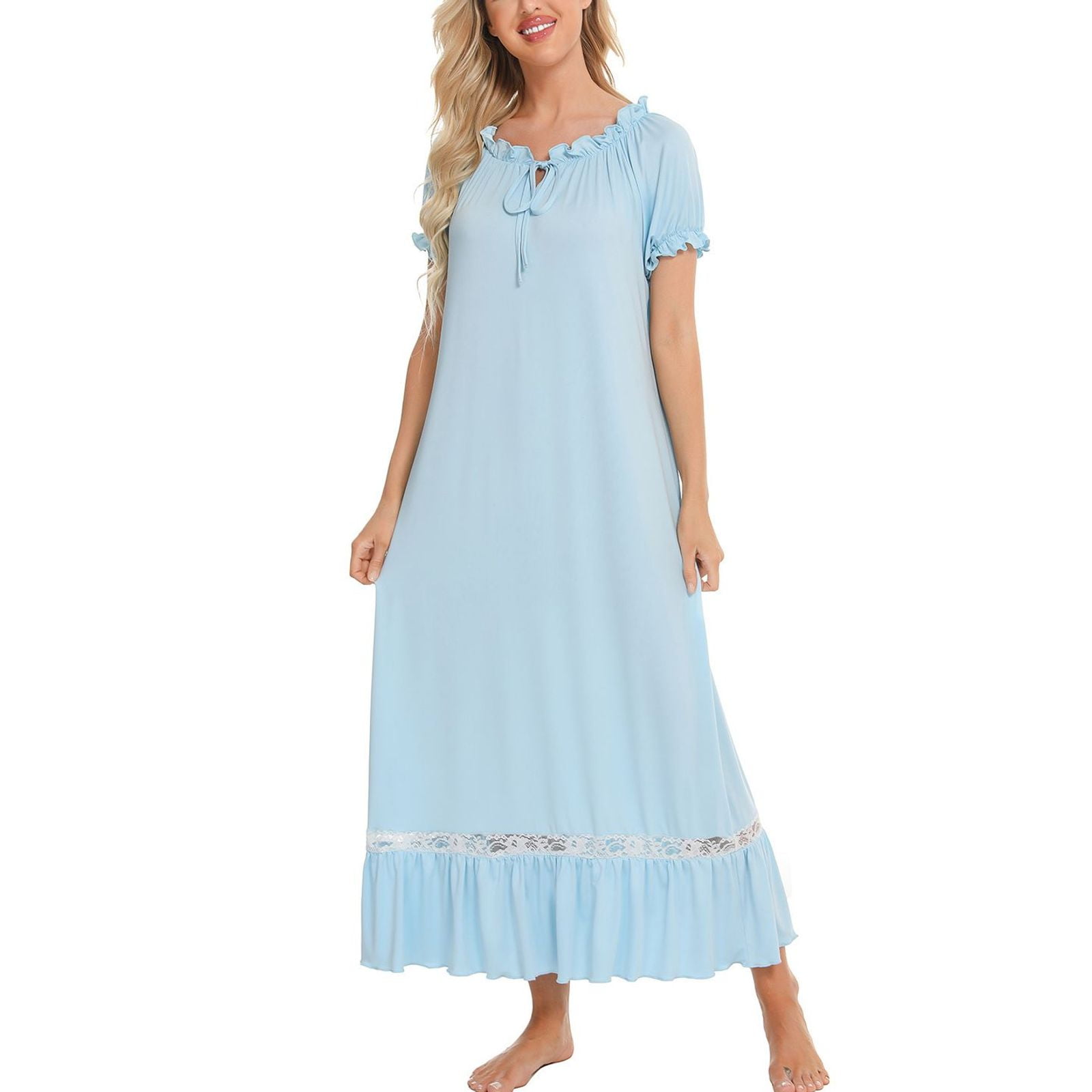 Defitshape Women's Victorian Nightgown Short Sleeve Pajamas Dress ...