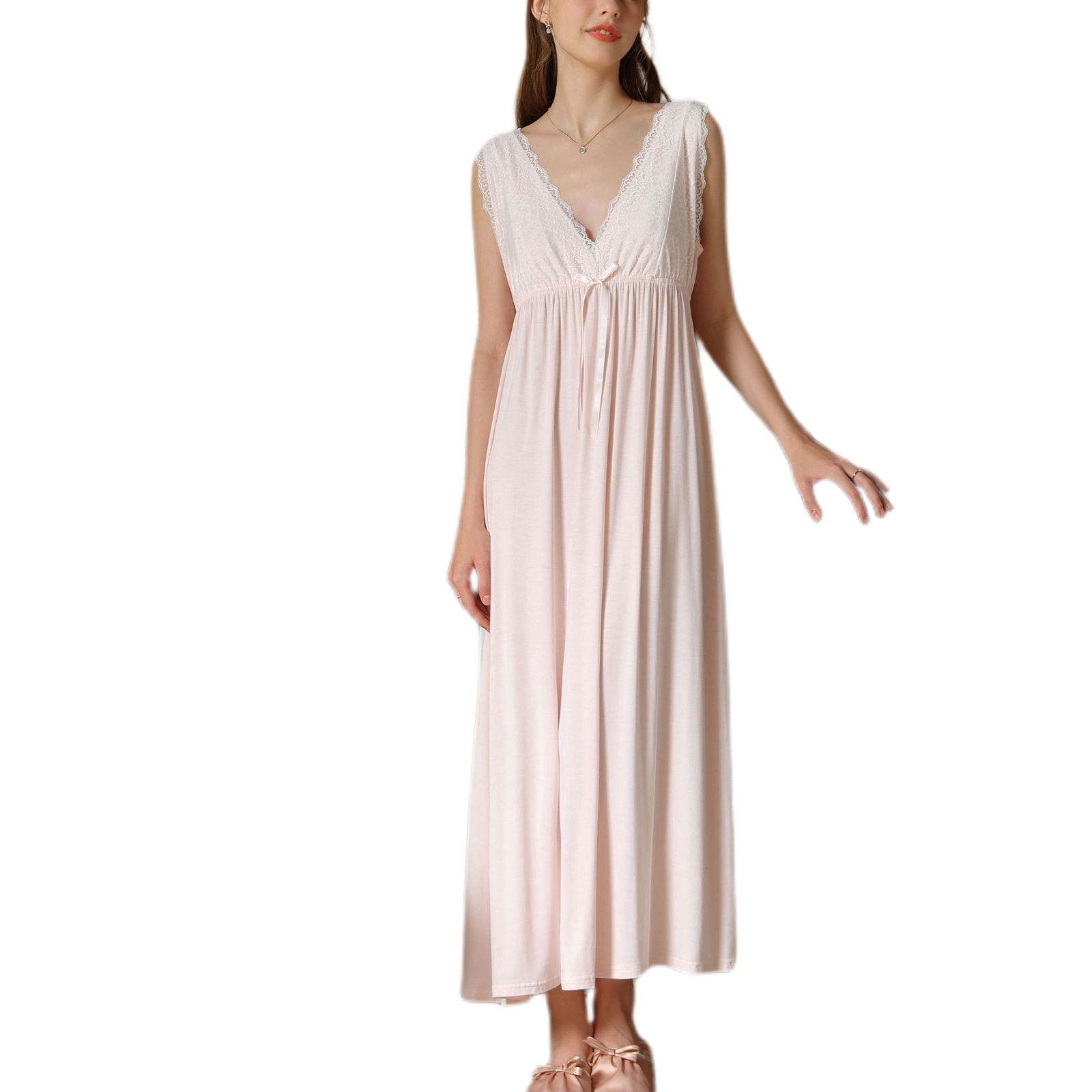 Defitshape Women's Victorian Nightgown Summer Sleeveless Pj Soft Comfy ...