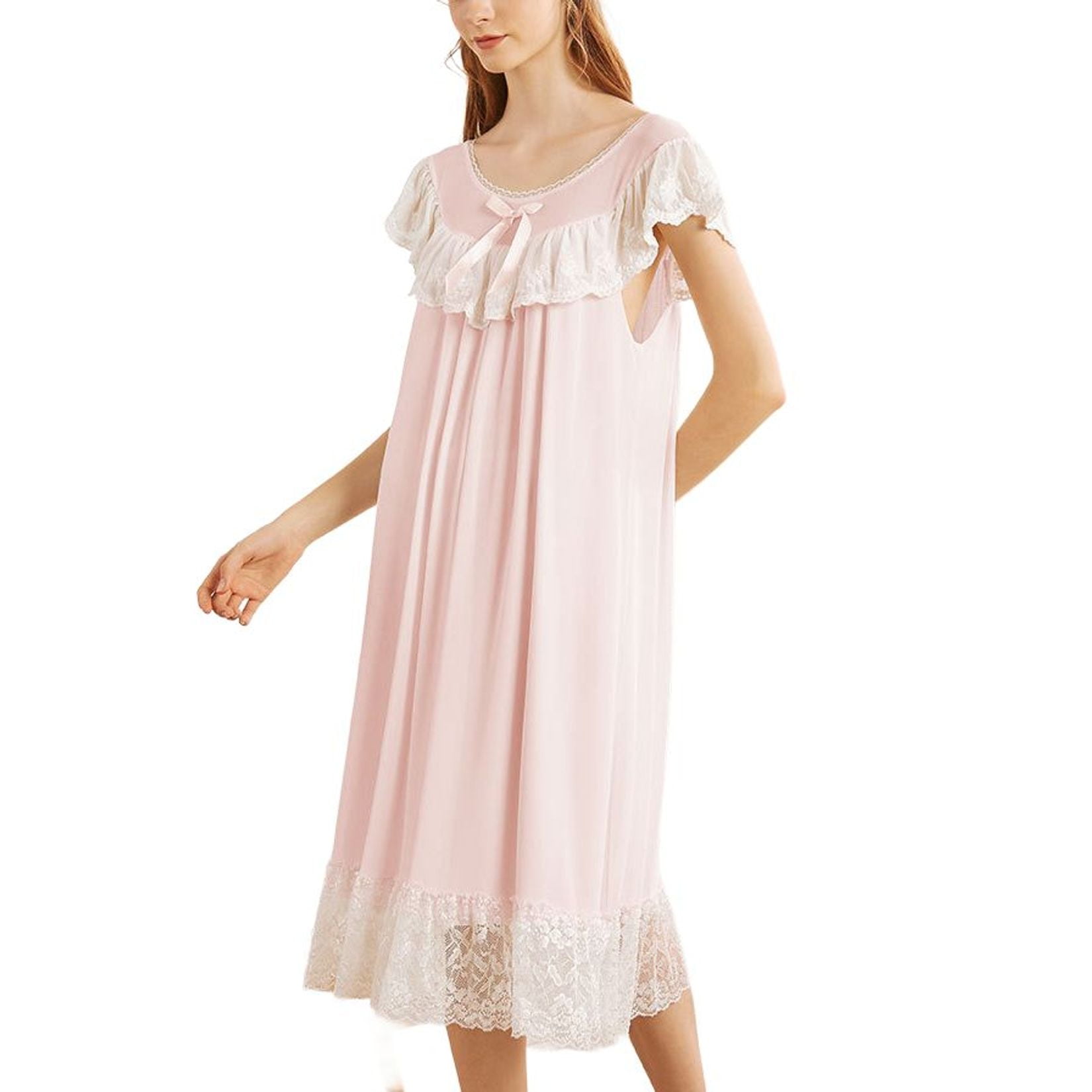 Defitshape Women's Victorian Nightgown Vintage Flounce Lounge Dress ...