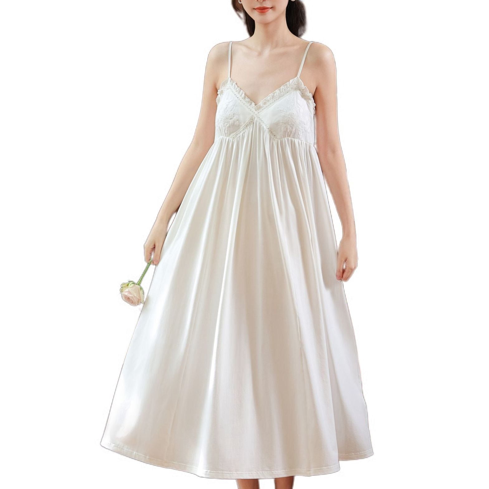Defitshape Women's Vintage Nightgown Sexy Pjs Summer Soft Comfy Long V ...